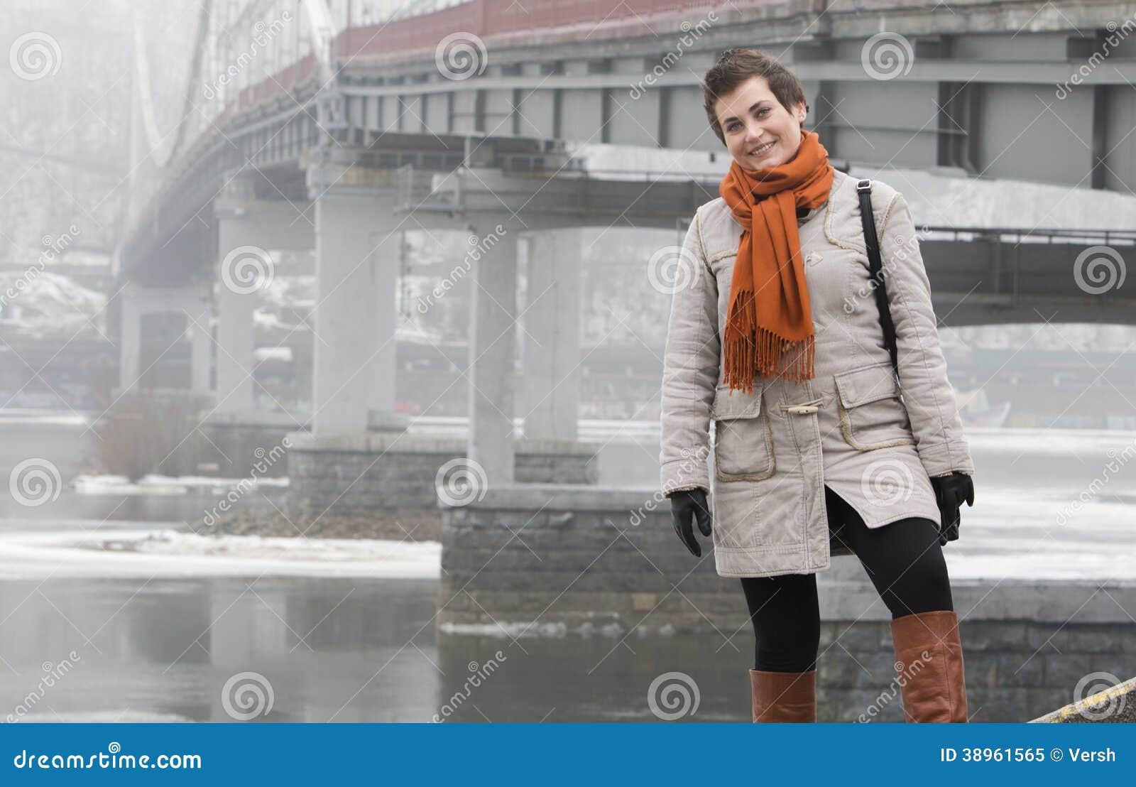 Young Woman Walking Under the Bridge Stock Image - Image of girl ...