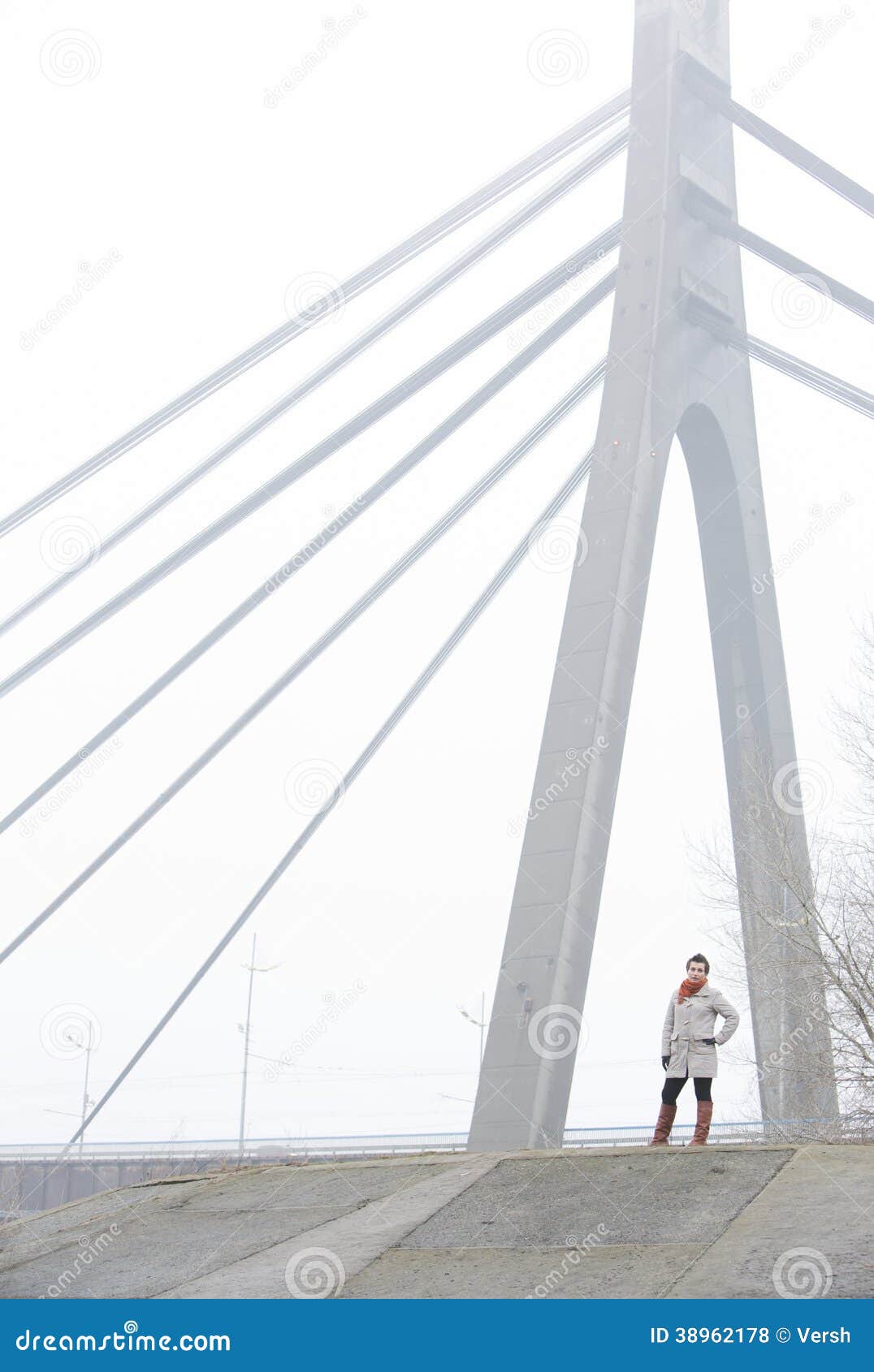 Young Woman Walking Under the Bridge Stock Photo - Image of beautiful ...