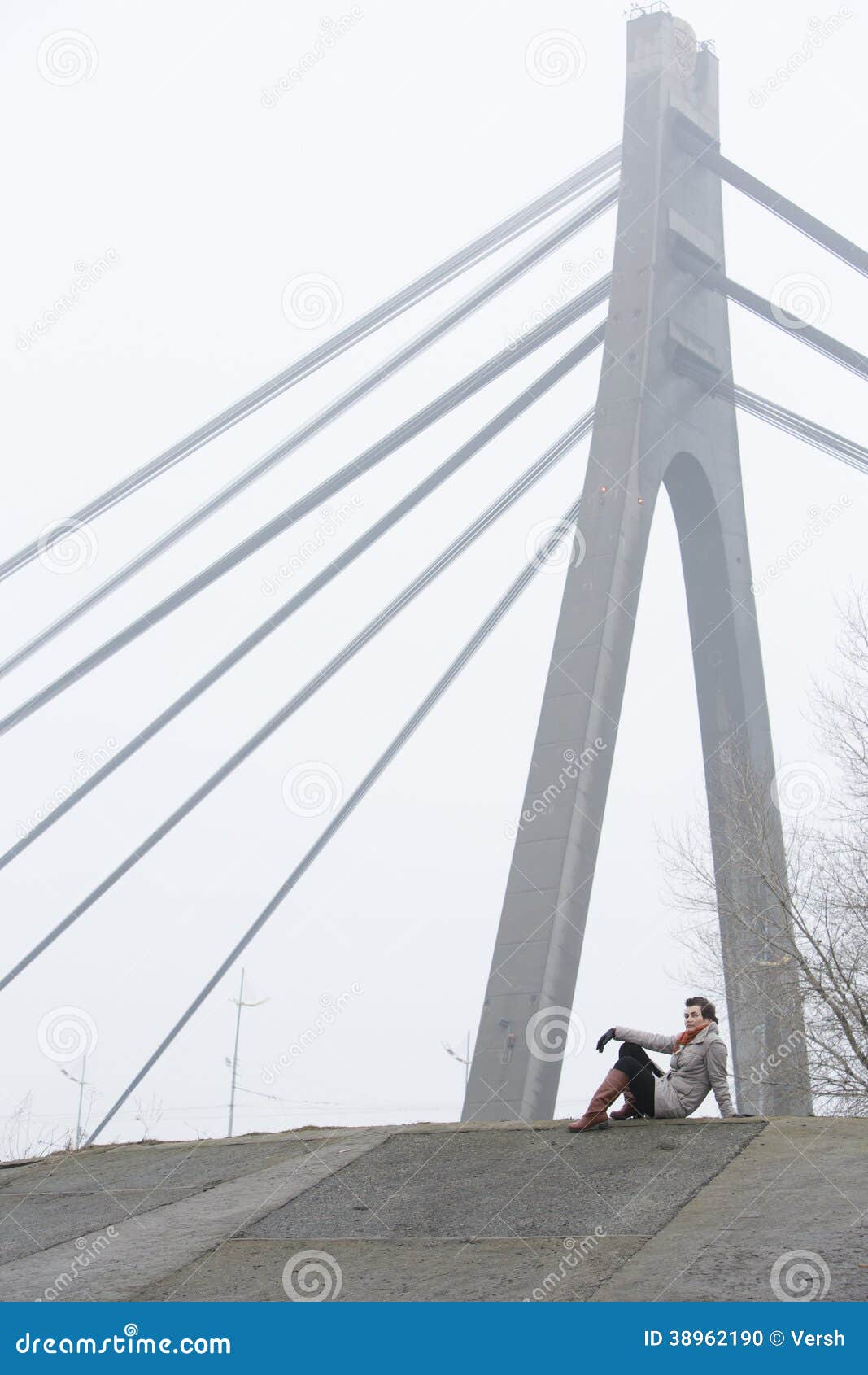 Young Woman Walking Under the Bridge Stock Photo - Image of female ...