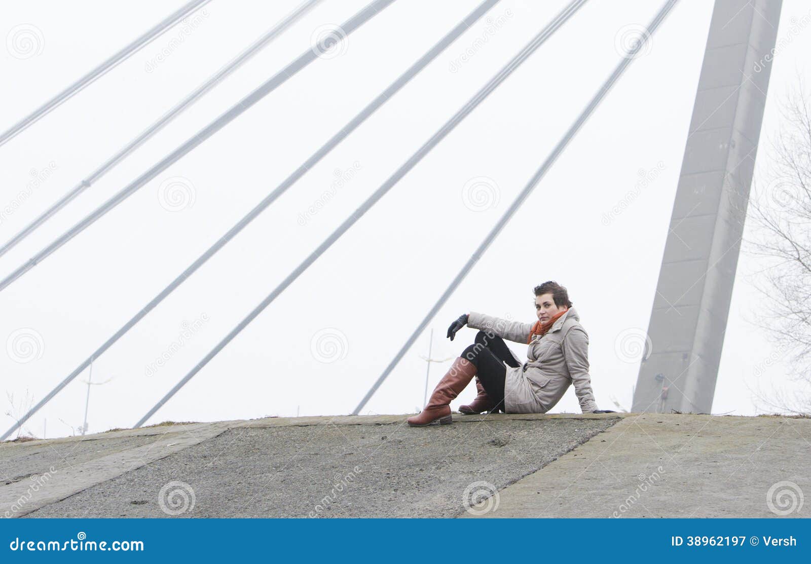 Young Woman Walking Under the Bridge Stock Image - Image of january ...