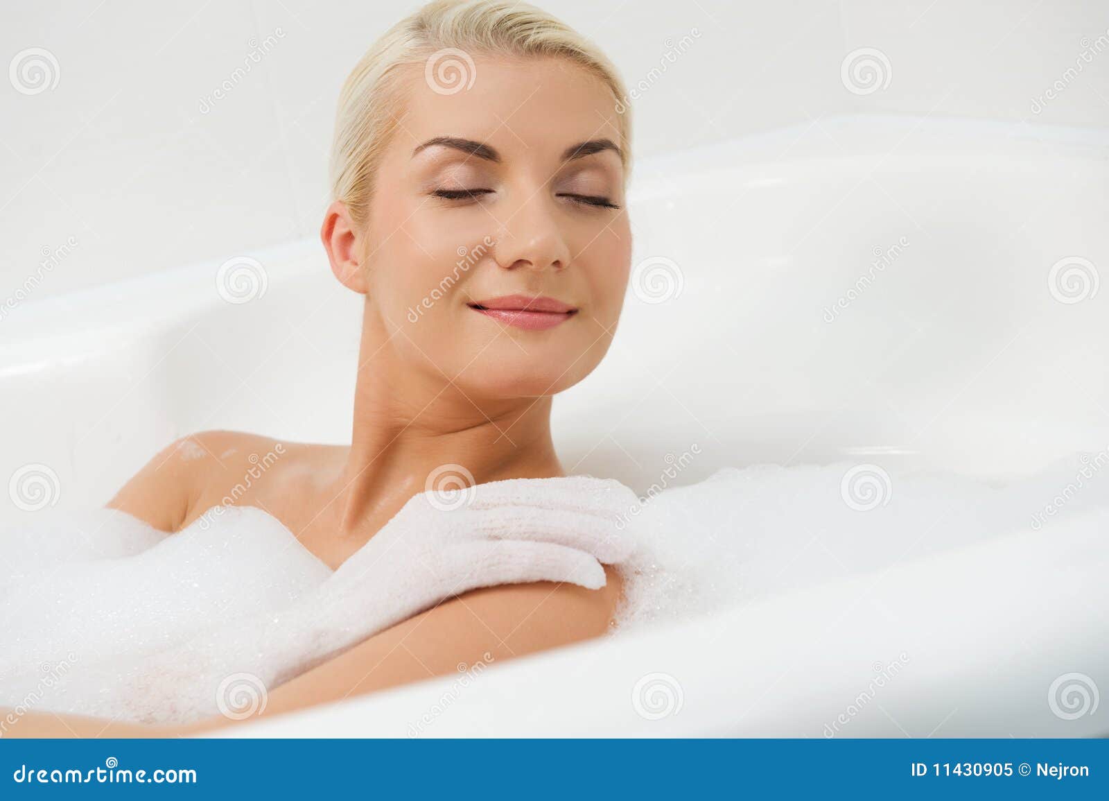 Young Woman Washing in Bathroom Stock Image - Image of closed, beauty ...