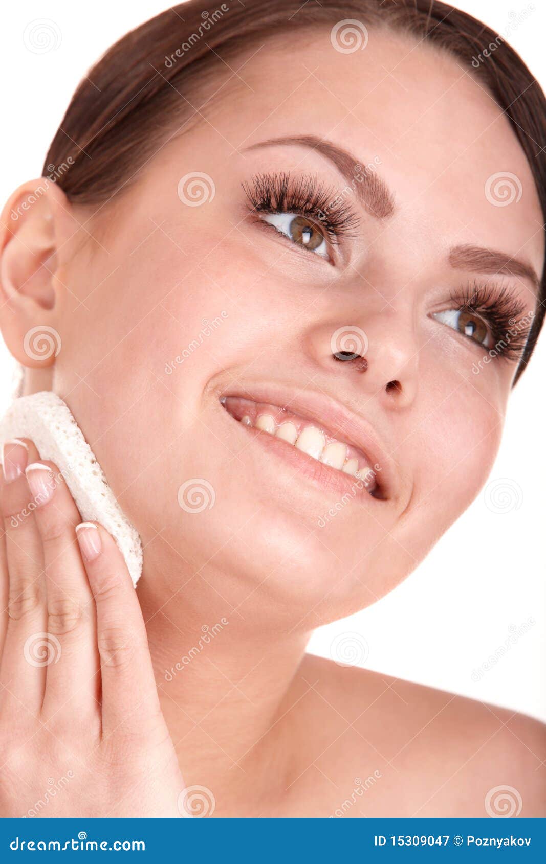 Young Woman Washing Her Face by Sponge. Stock Image - Image of natural ...