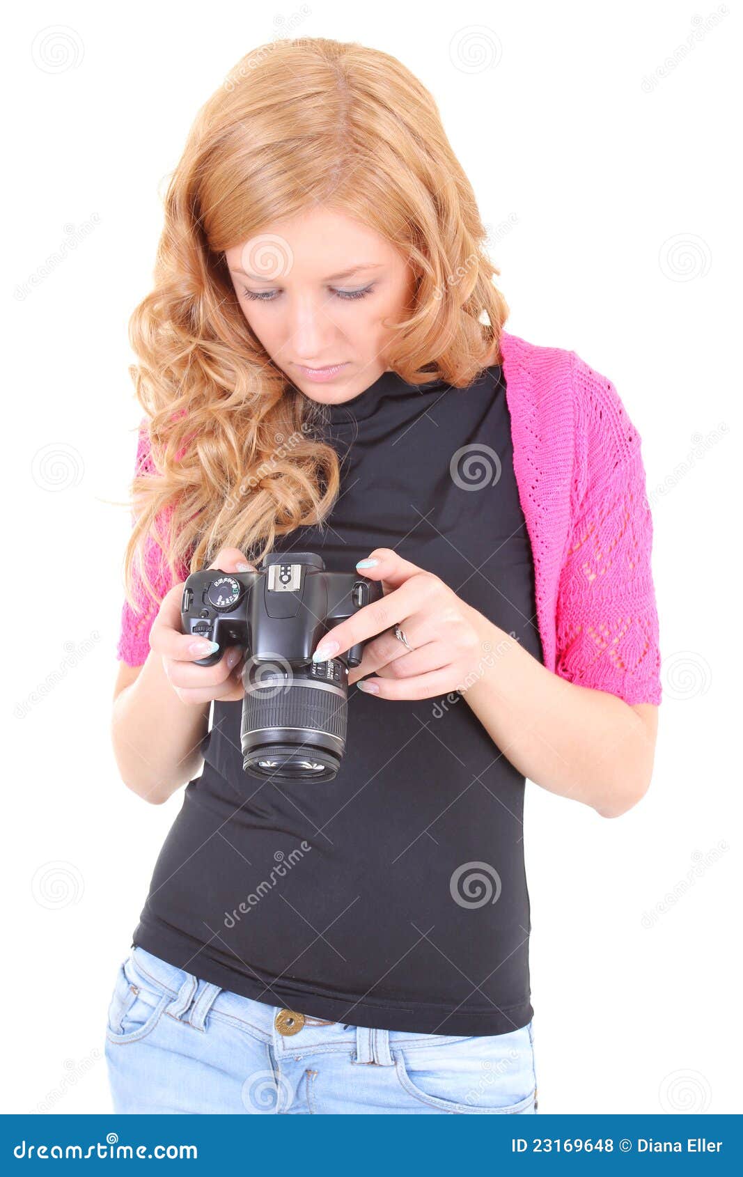 Young Woman Watching Photos on Camera Stock Photo - Image of lady ...