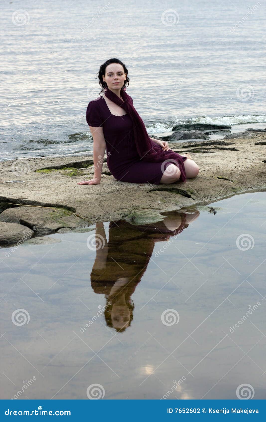 Young woman by water stock photo. Image of waves, reflection - 7652602