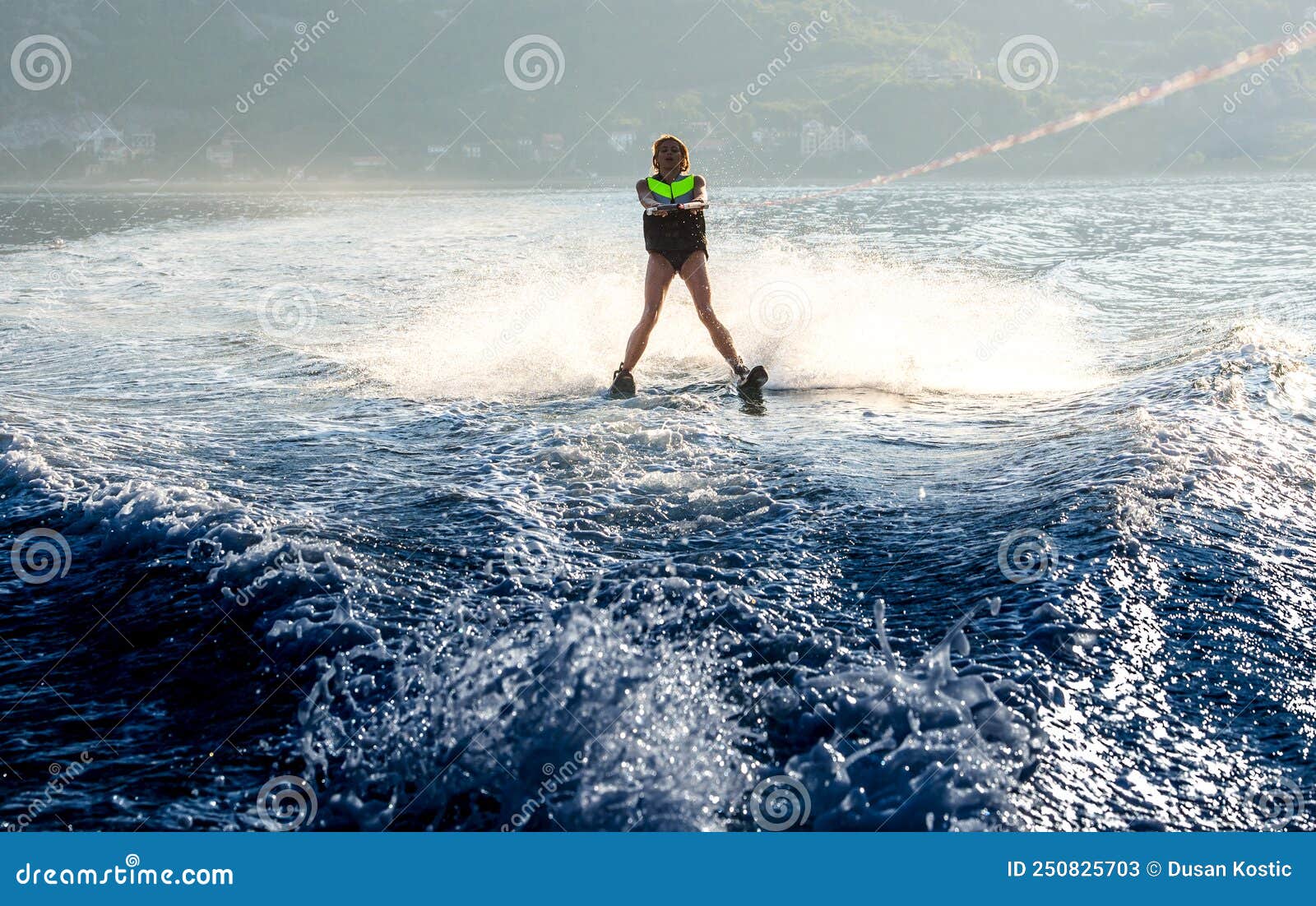 Water skiing on a sea stock image. Image of splash, warm - 250825703