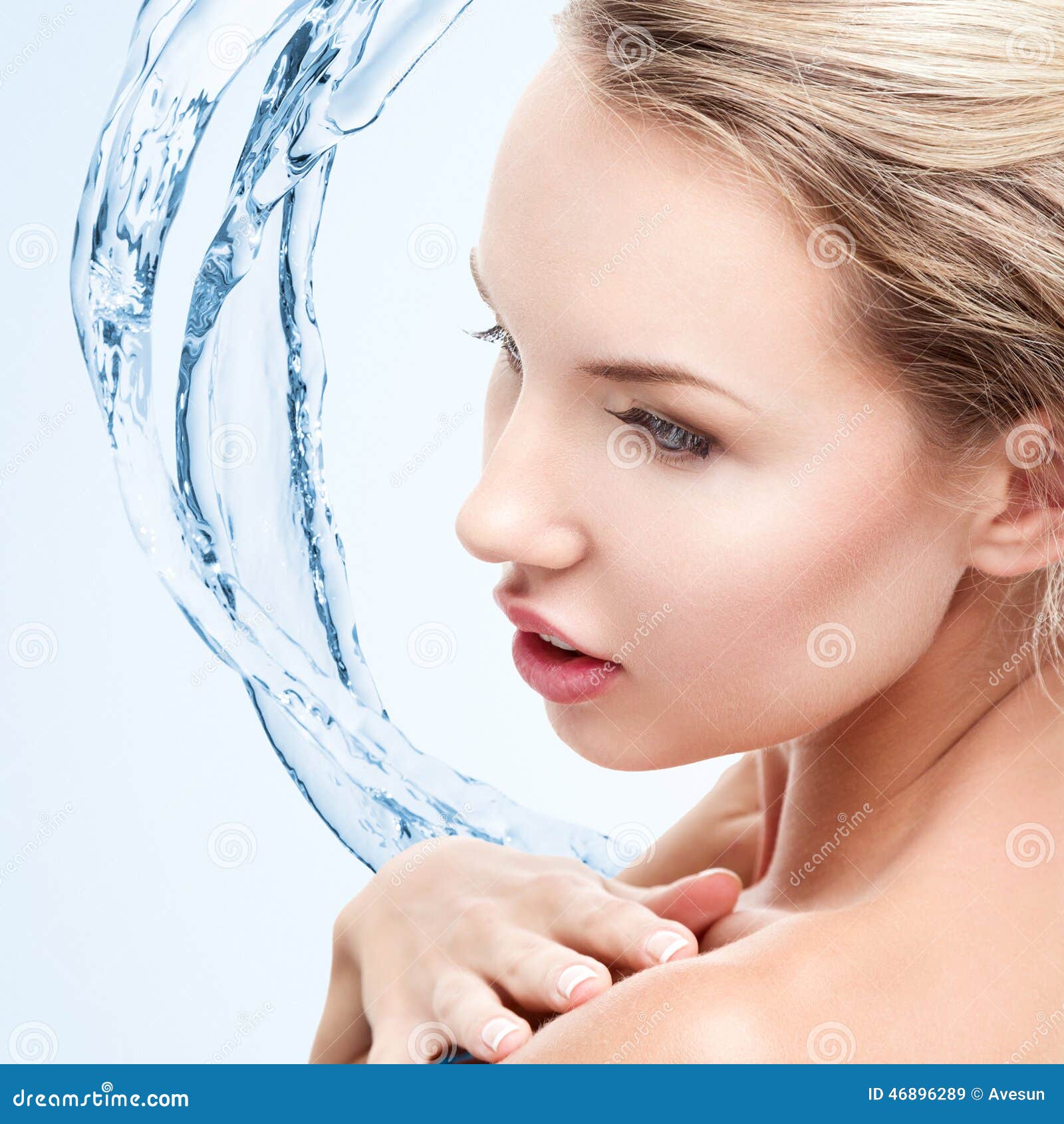 Young Woman with Water Splash Stock Image - Image of health, hygiene ...
