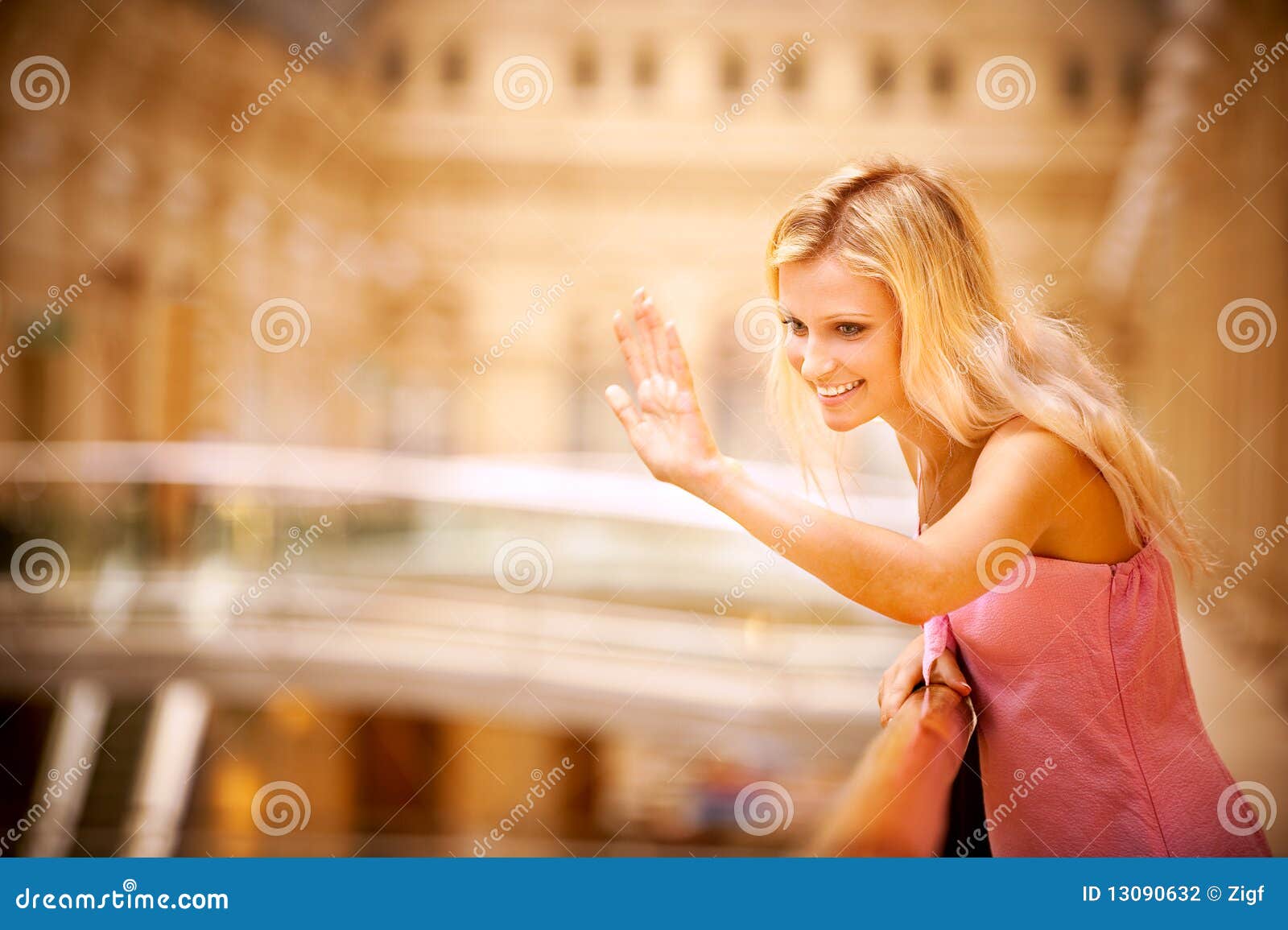 Young woman waves hand stock photo. Image of lady, european - 13090632