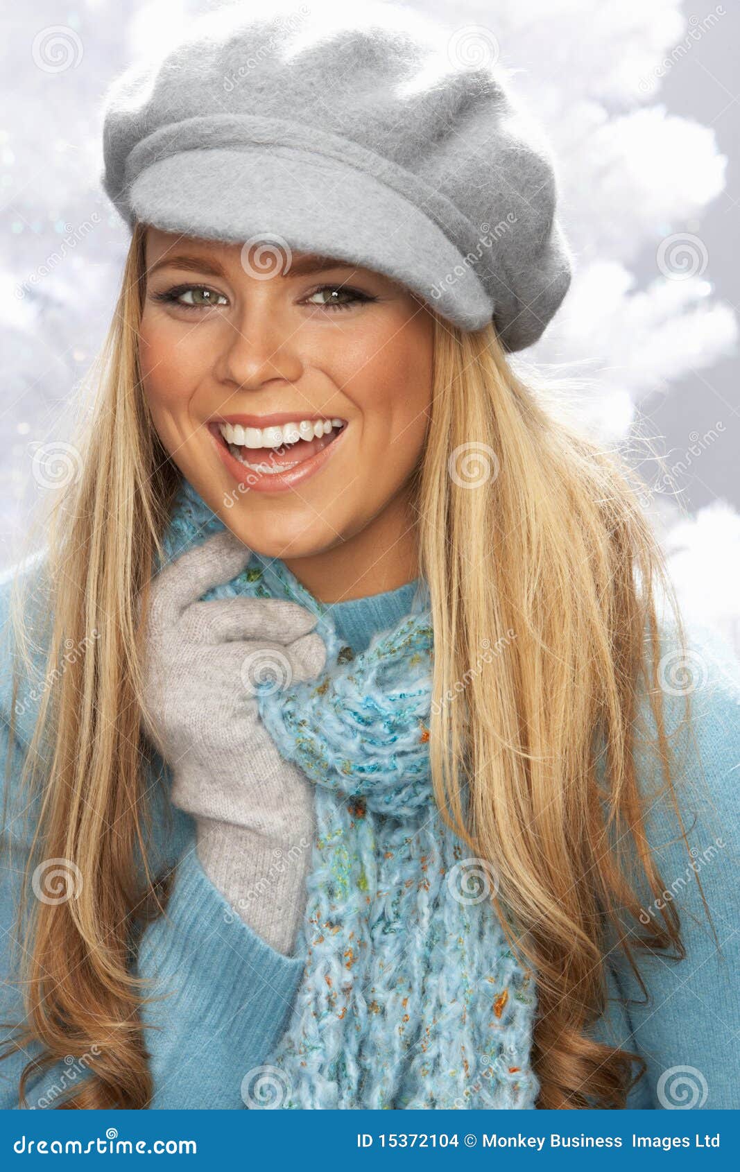 Young Woman Wearing Cap and Knitwear in Studio Stock Photo - Image of ...