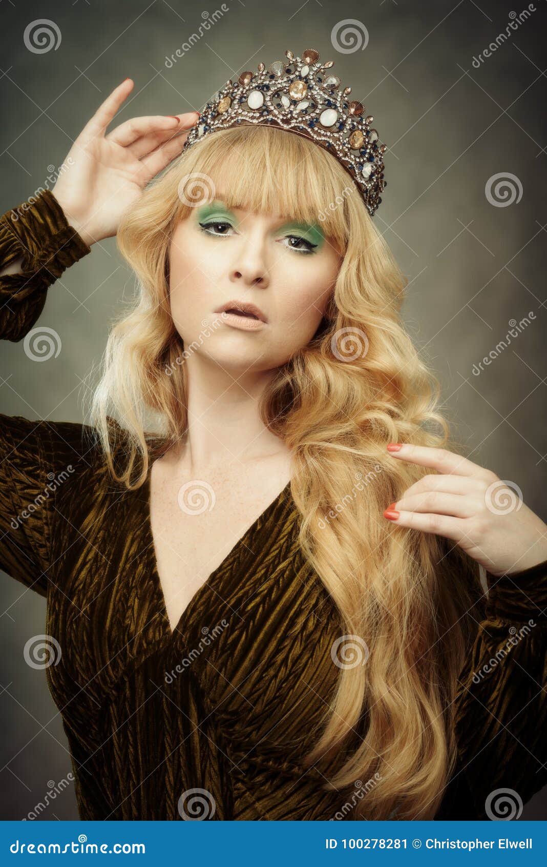Young Woman Wearing Crown stock image. Image of seventies - 100278281