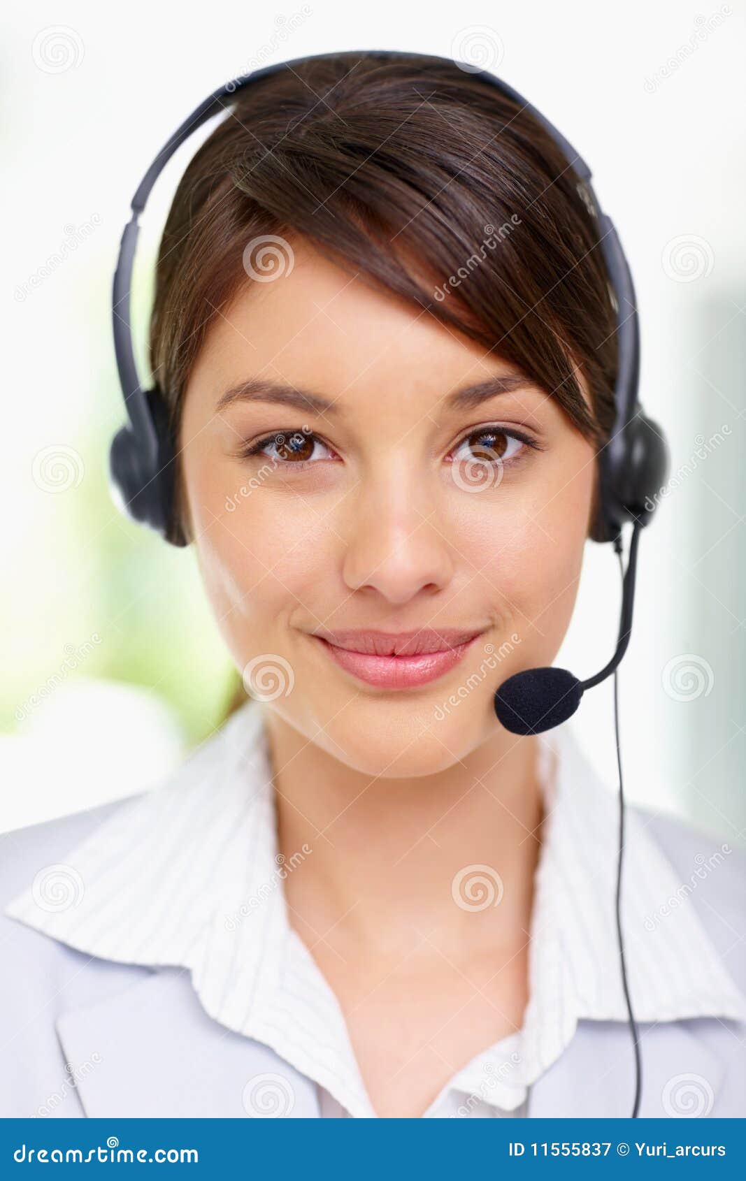 Young Woman Wearing a Headset Smiling Stock Image - Image of happy ...