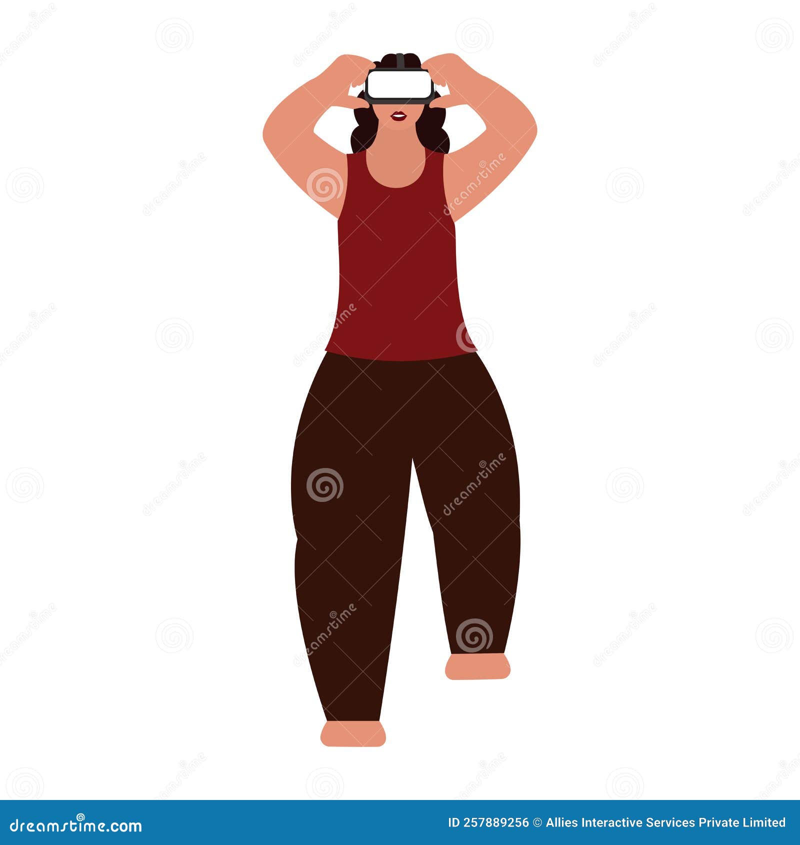 Young Woman Wearing VR Headset in Standing Stock Illustration ...