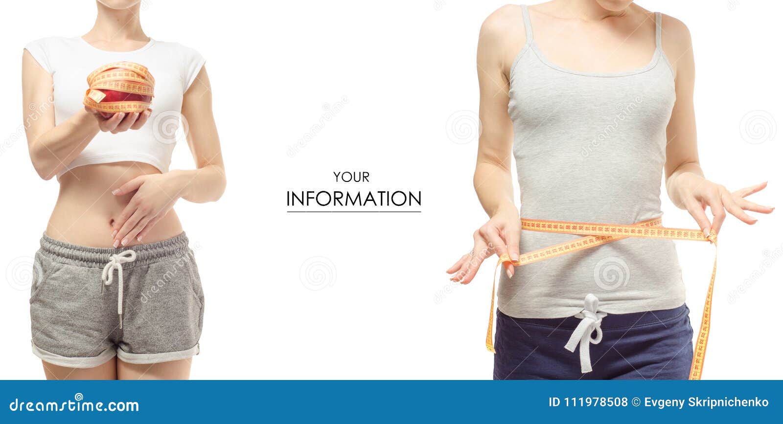 Young Woman Weight Loss Weight Loss with a Centimeter and Apple Set ...