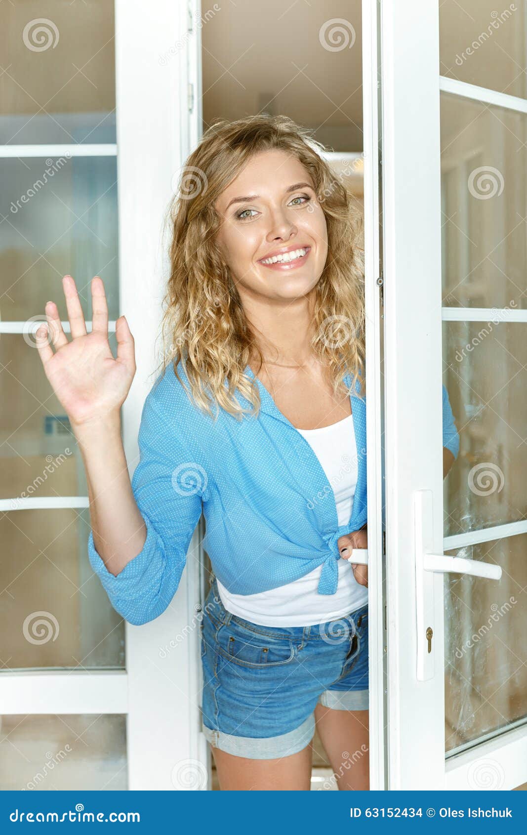 Young Woman Welcoming People Stock Photo - Image of house, blonde: 63152434 Young Woman Welcoming People Stock Photo - Image of house, blonde: 63152434