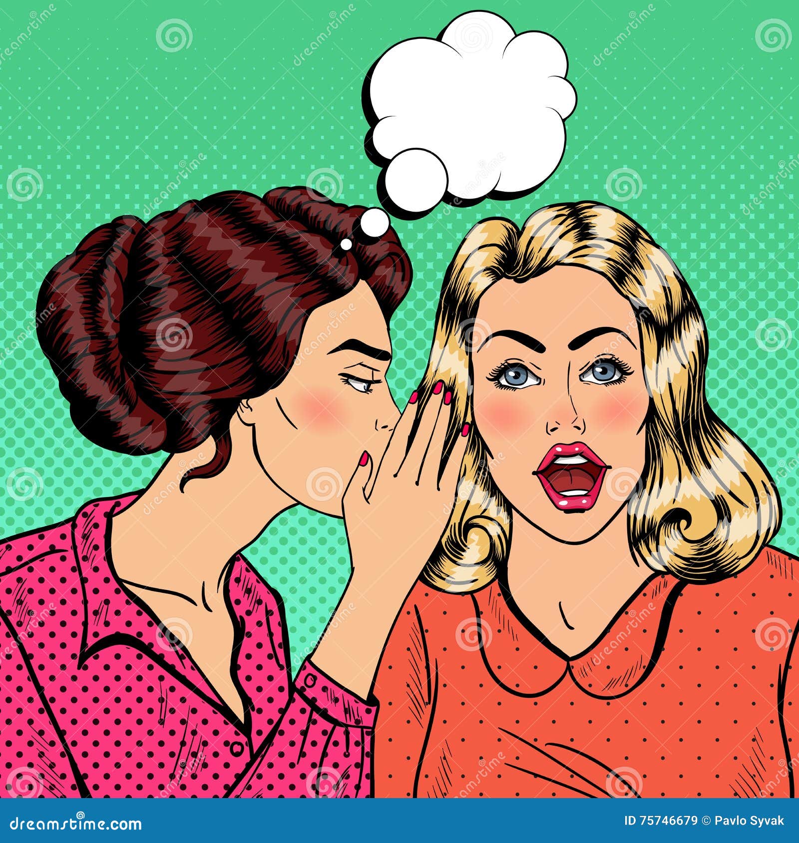 Woman Whispering Gossip Or Secret To Her Friend Vector Pop Art