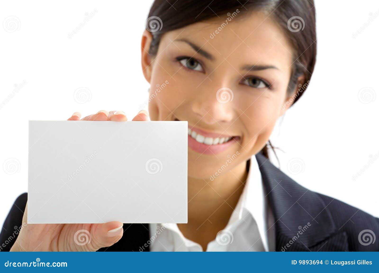 Young Woman with White Card Stock Photo - Image of gorgeous, business ...