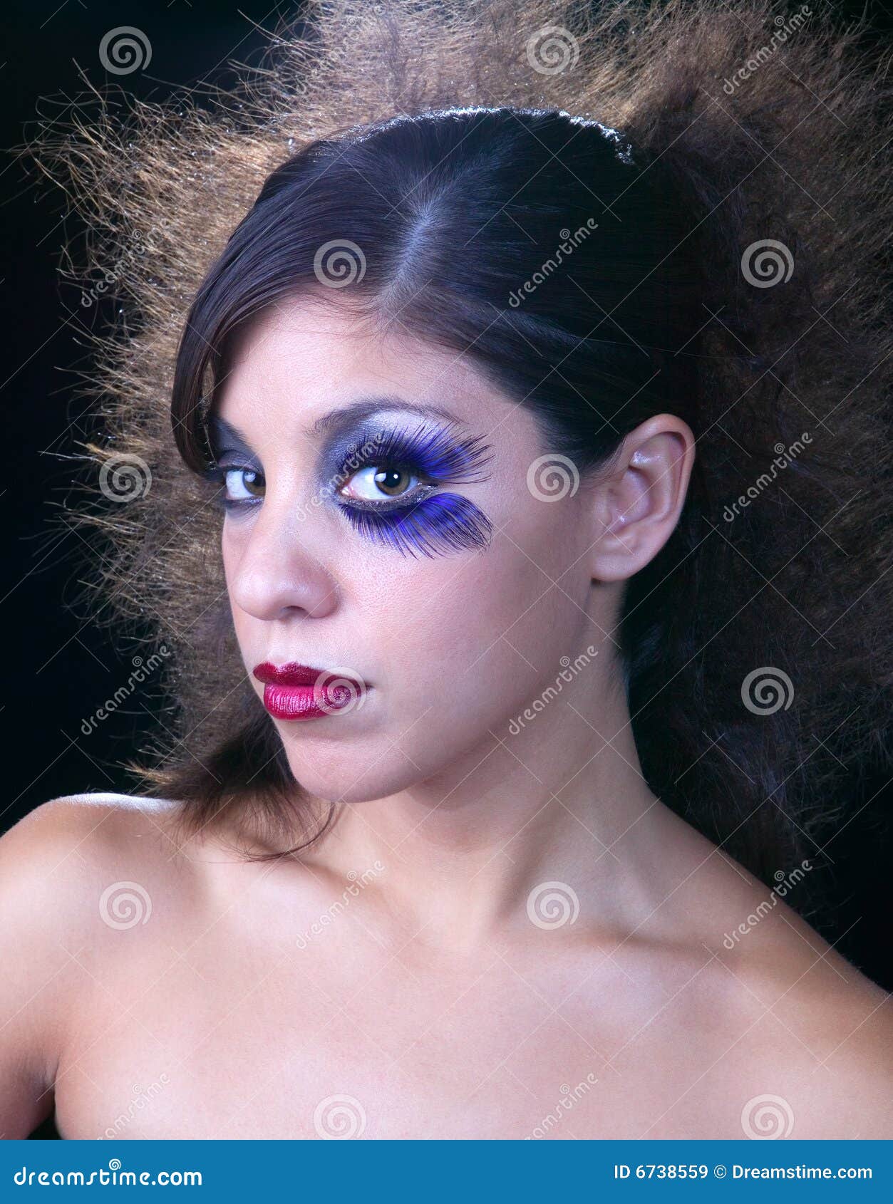 Young Woman with Wild Eyelash Make-up Stock Image - Image of expressive ...