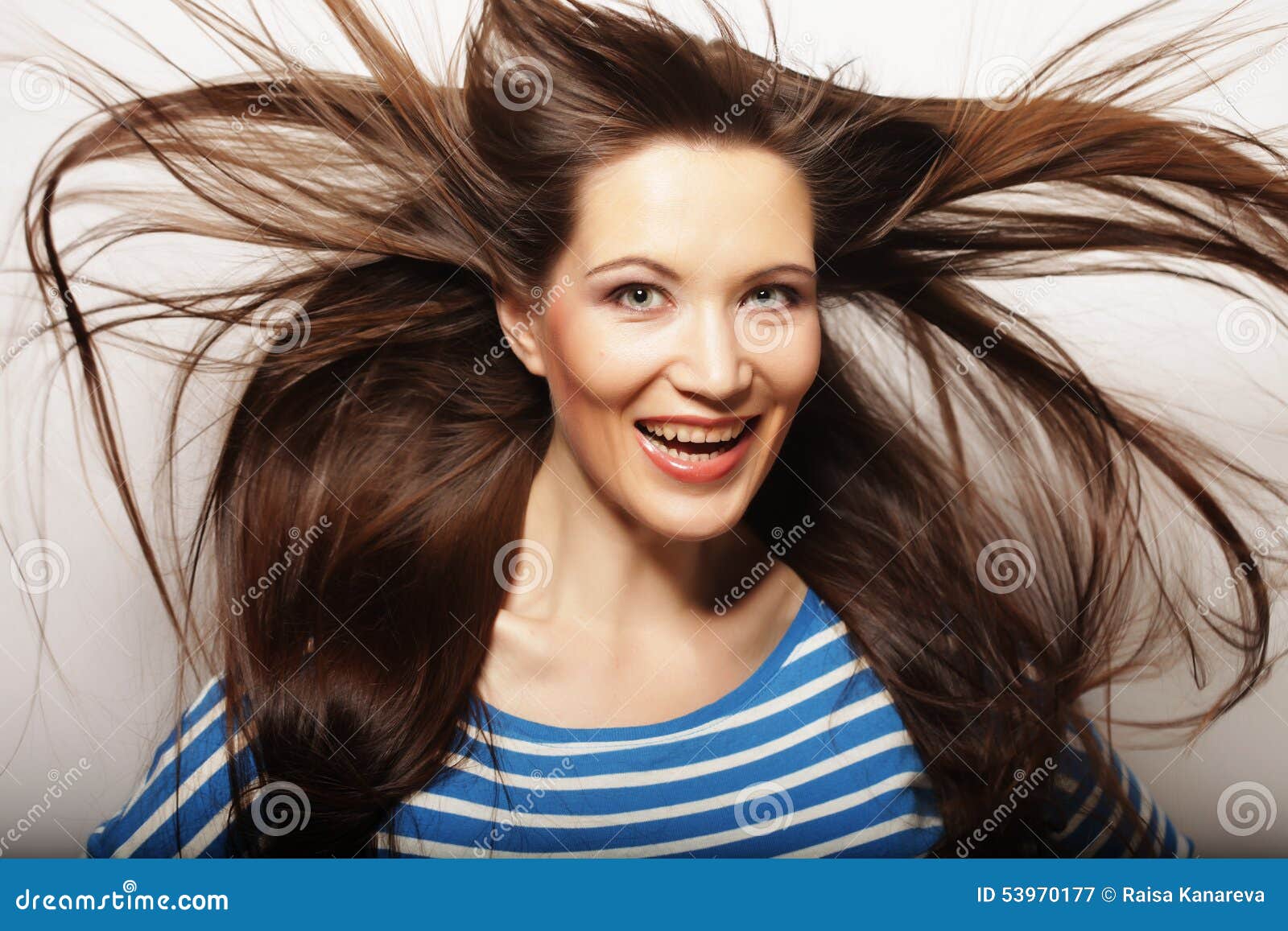 Young Woman with Wind in Hair Stock Image - Image of blow, gorgeous ...