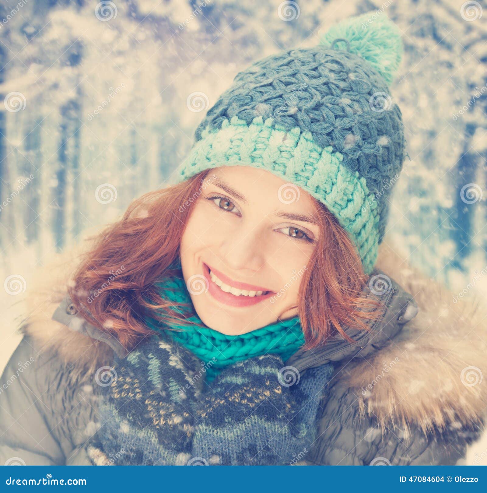Young Woman in Winter, Smiling Stock Photo - Image of smiling, rural ...