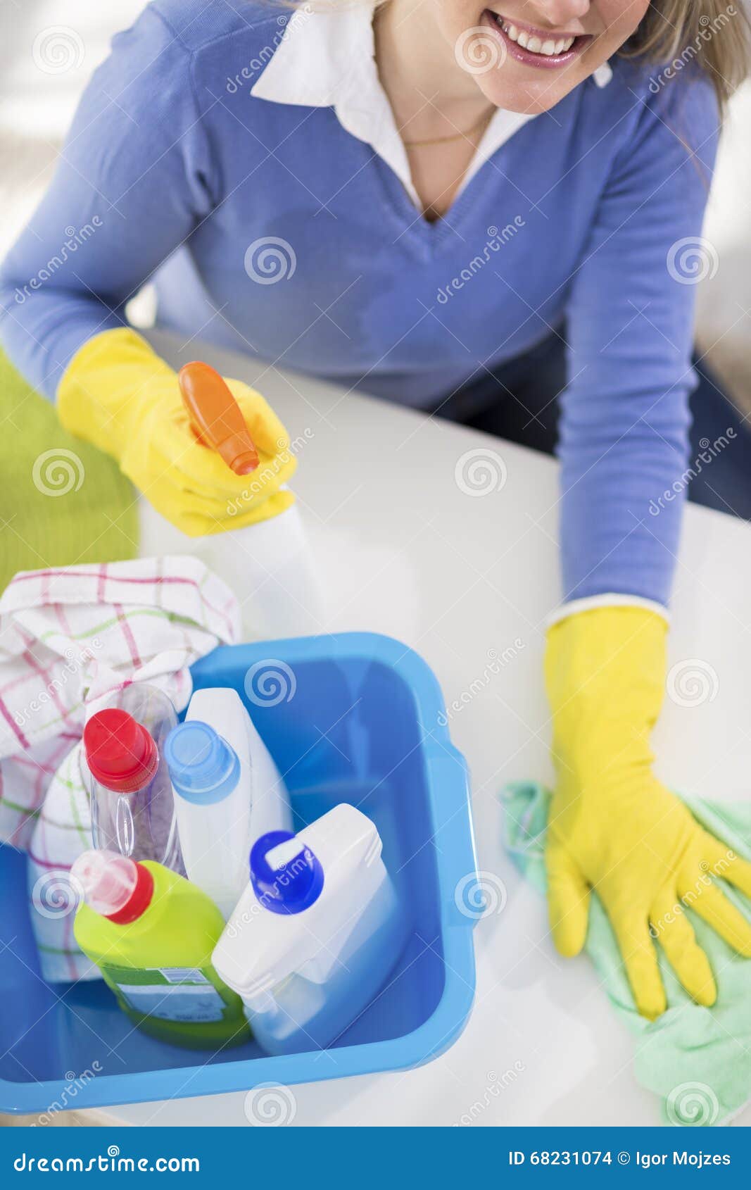 Young woman wipe table stock photo. Image of inside, detergent - 68231074