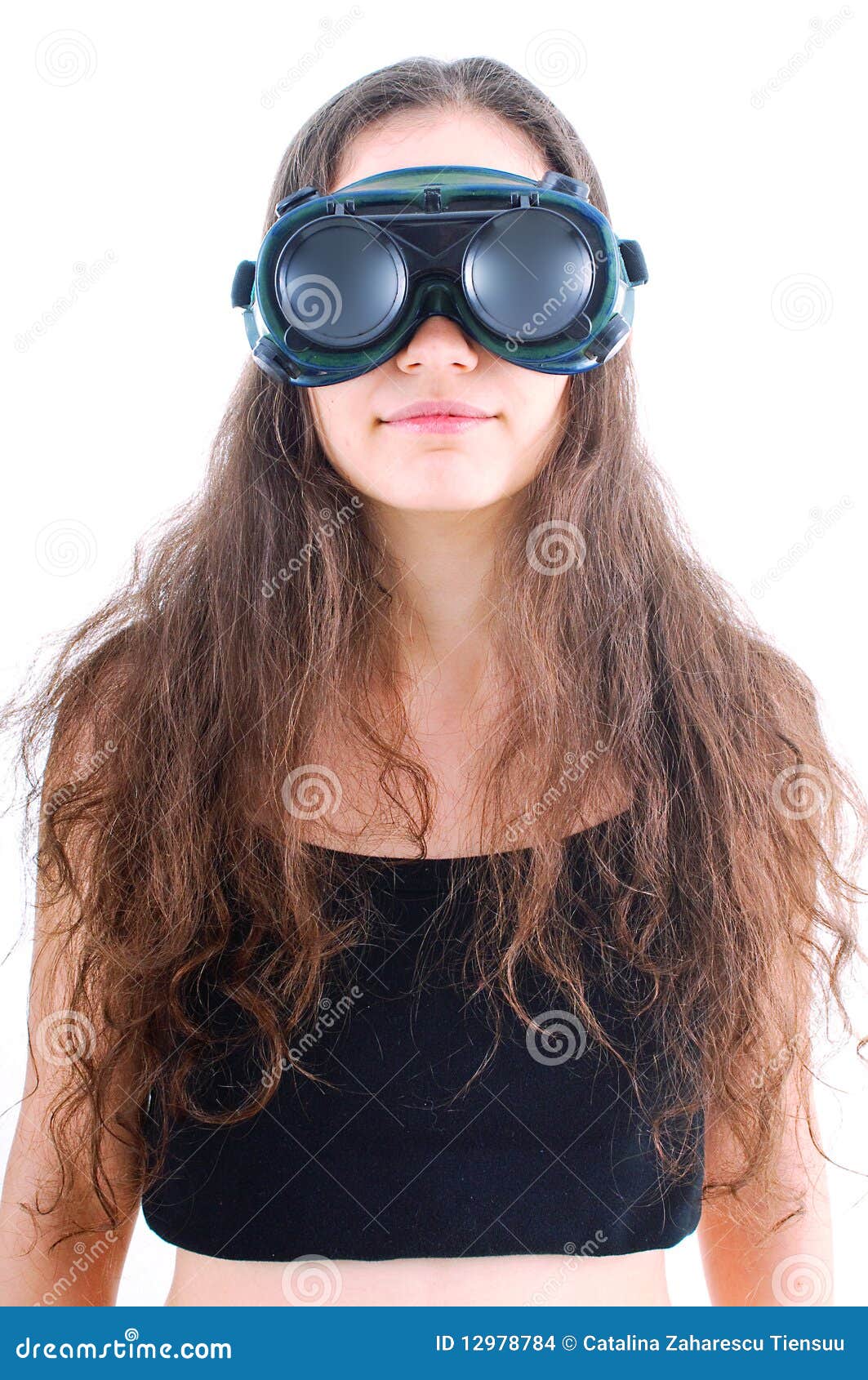 Young Woman Worker with Goggles Stock Photo - Image of woman, isolated ...
