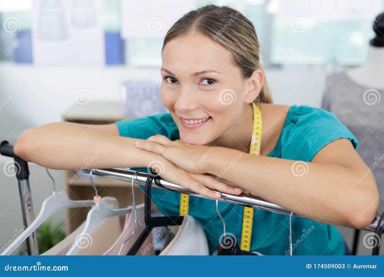 Young Woman Working in Clothing Store Stock Image - Image of caucasian ...