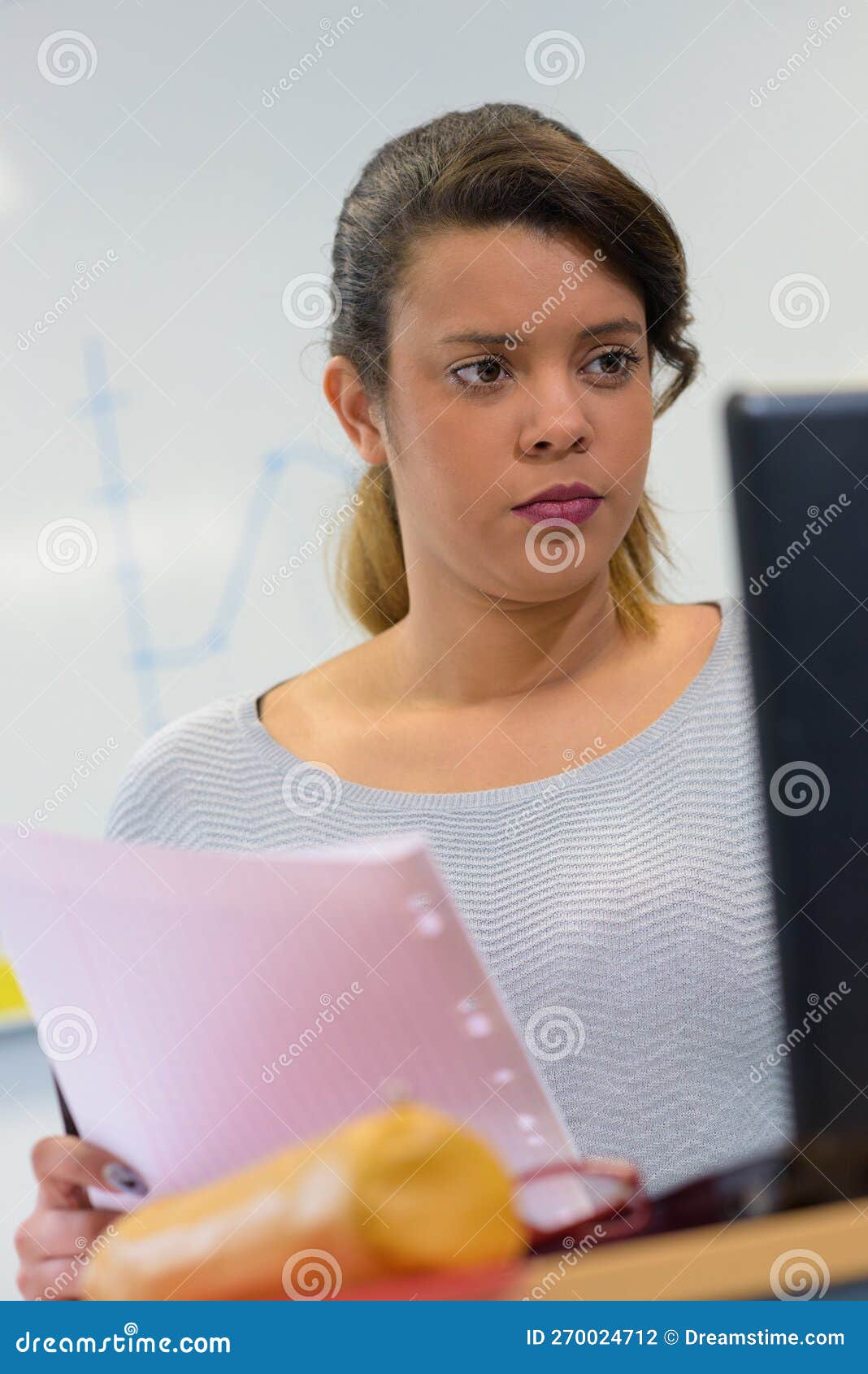 Young Woman Working with Computer at Work Stock Photo - Image of happy ...