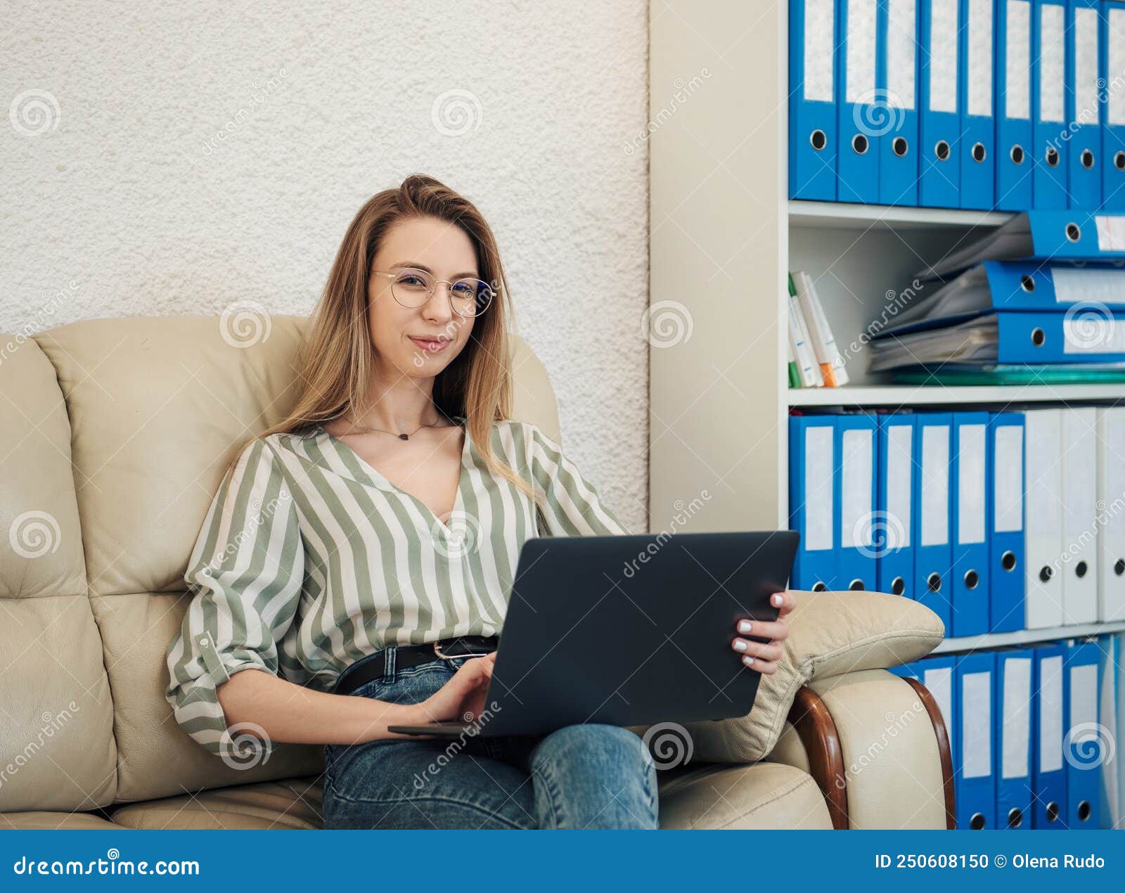 Young Woman Working on a Computer Stock Photo - Image of businesswoman ...