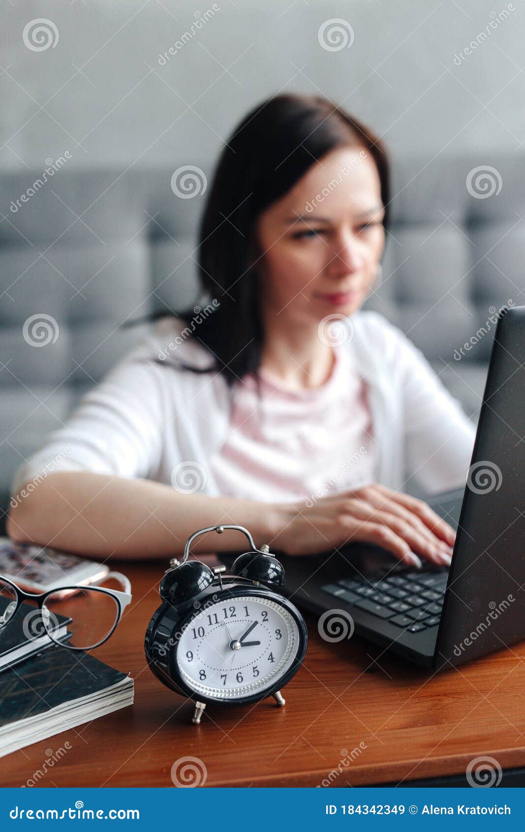 Young Woman Working in Her Home Offfice Stock Image - Image of internet ...