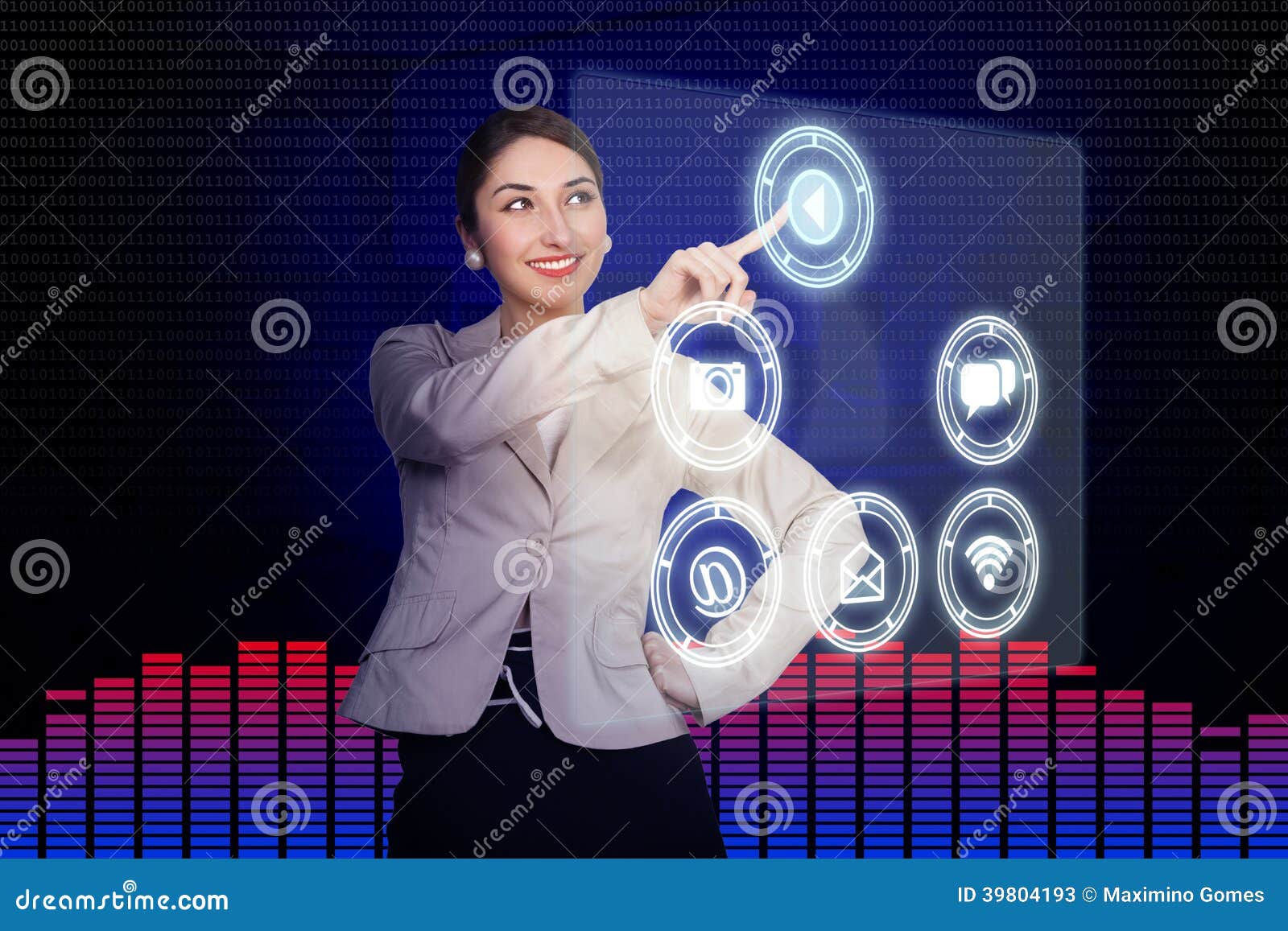 Young Woman Working with High-tech Stock Image - Image of futuristic ...