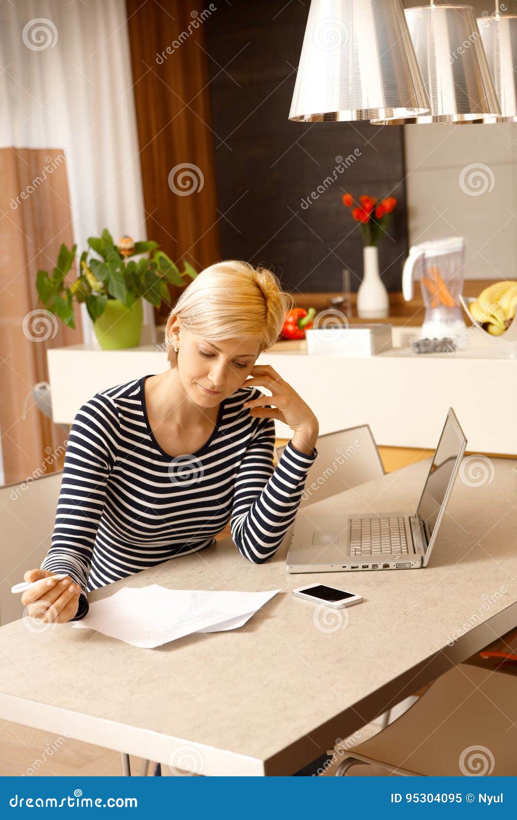 Young Woman Working at Home Stock Image - Image of businesspeople ...