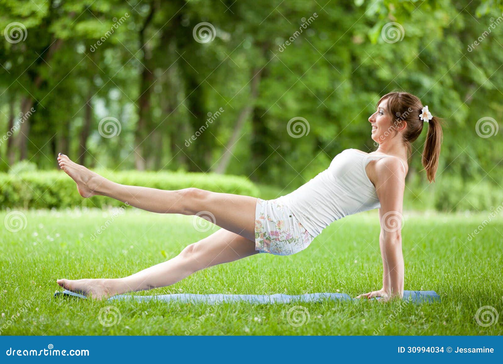 Young Woman Working Out in Nature Stock Photo - Image of toned, outside ...