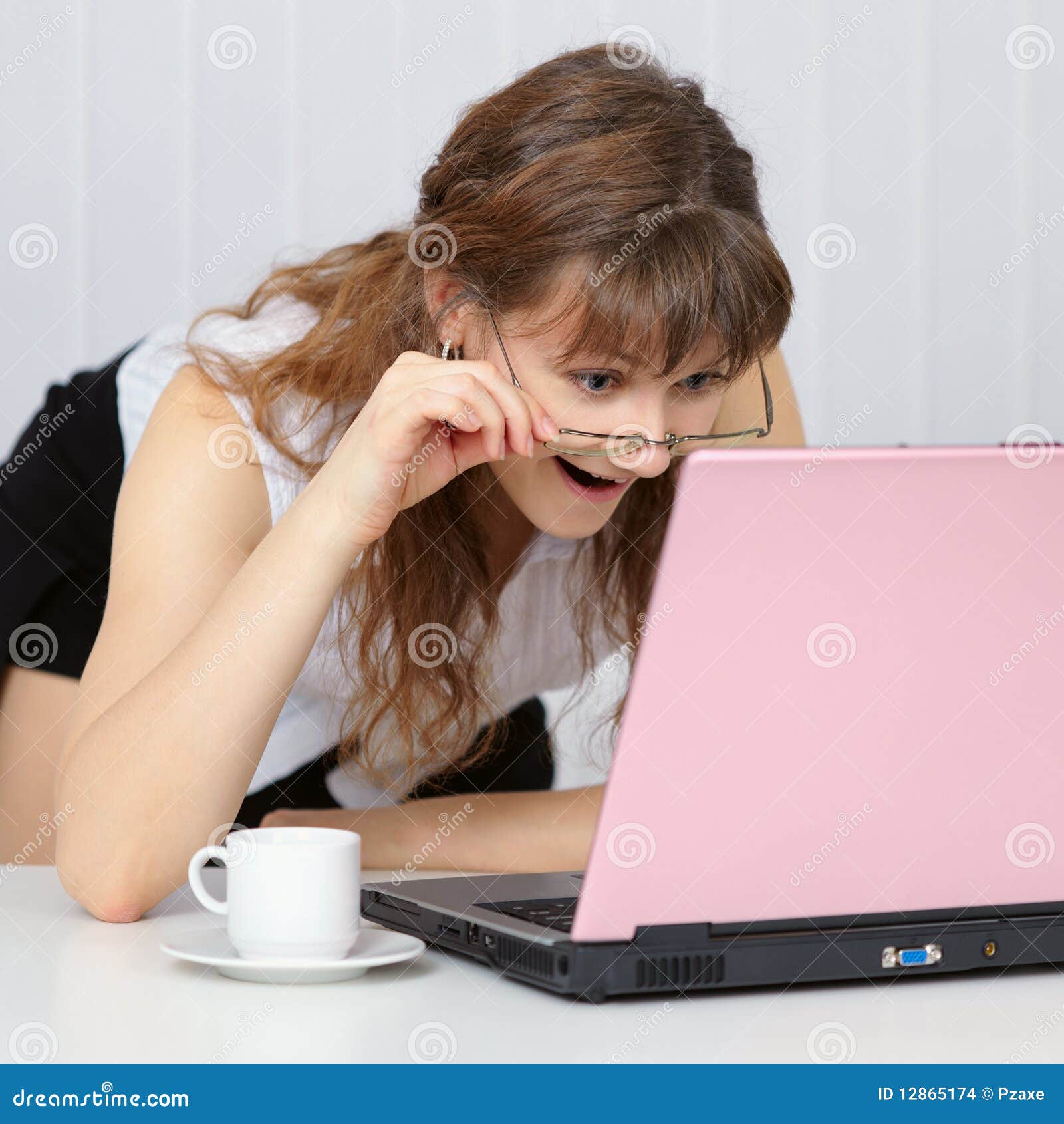 Pink Laptop With Blank Screen Isolated On White Background. Whole In ...