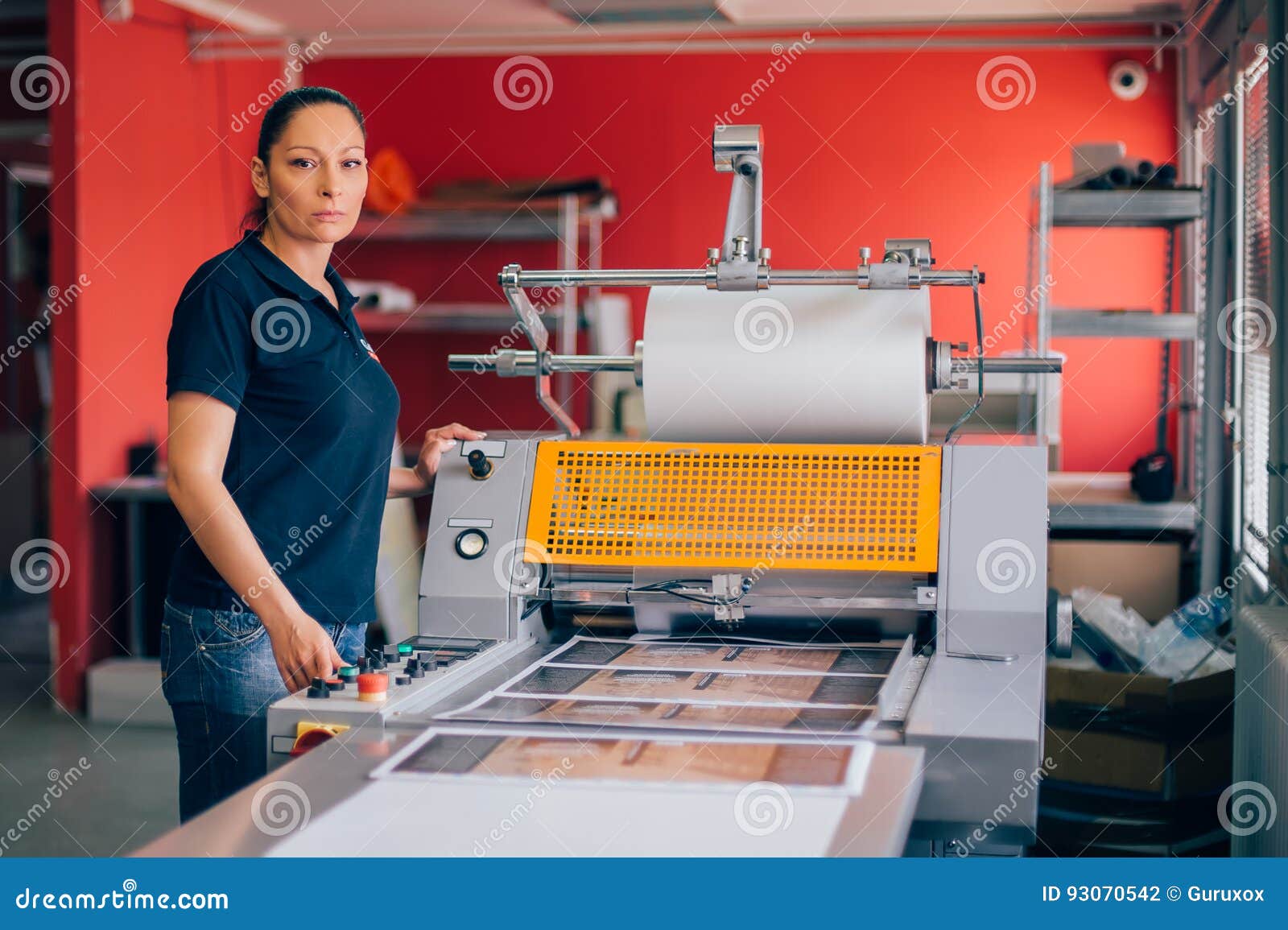 Young Woman Working in Printing Factory Stock Photo - Image of desk ...