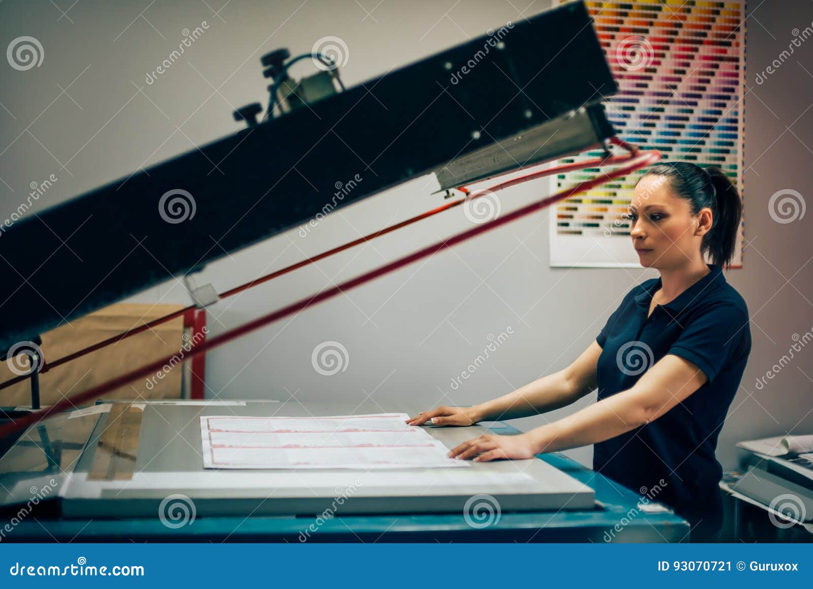 Young Woman Working in Printing Factory Stock Image - Image of graphic ...