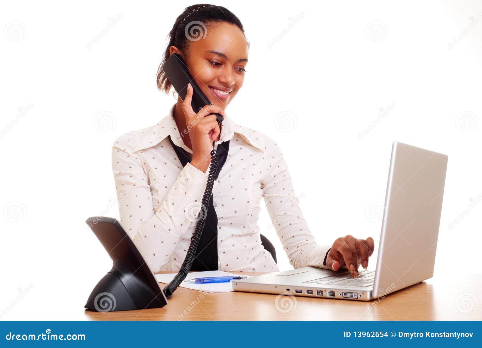 Young Woman Working and Talking on the Phone Stock Photo - Image of ...