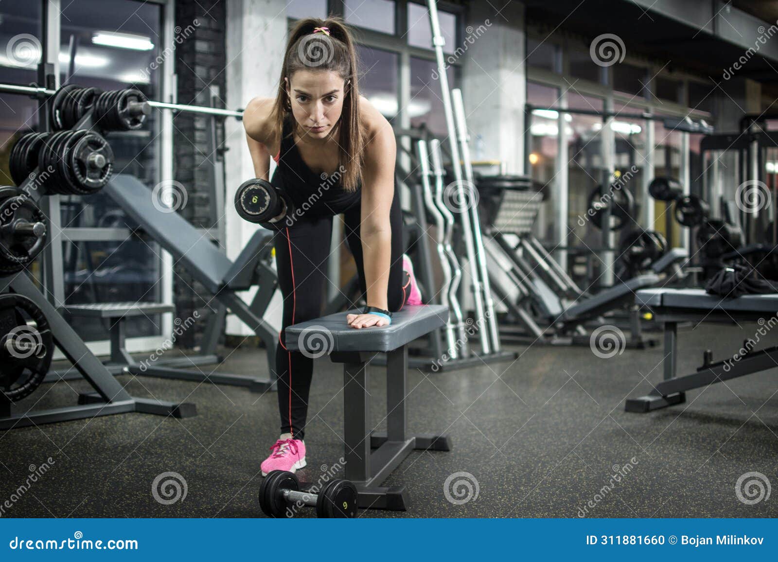 Young Woman Working Out in Gym. Stock Photo - Image of pump, caucasian ...