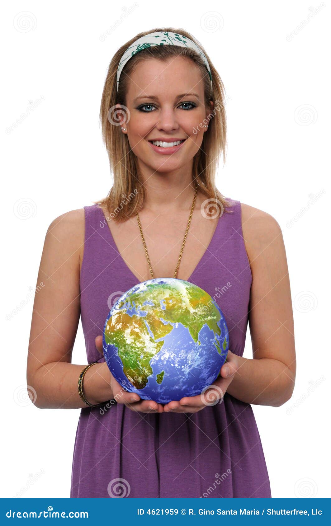 Young Woman with World Globe Stock Image - Image of holds, long: 4621959