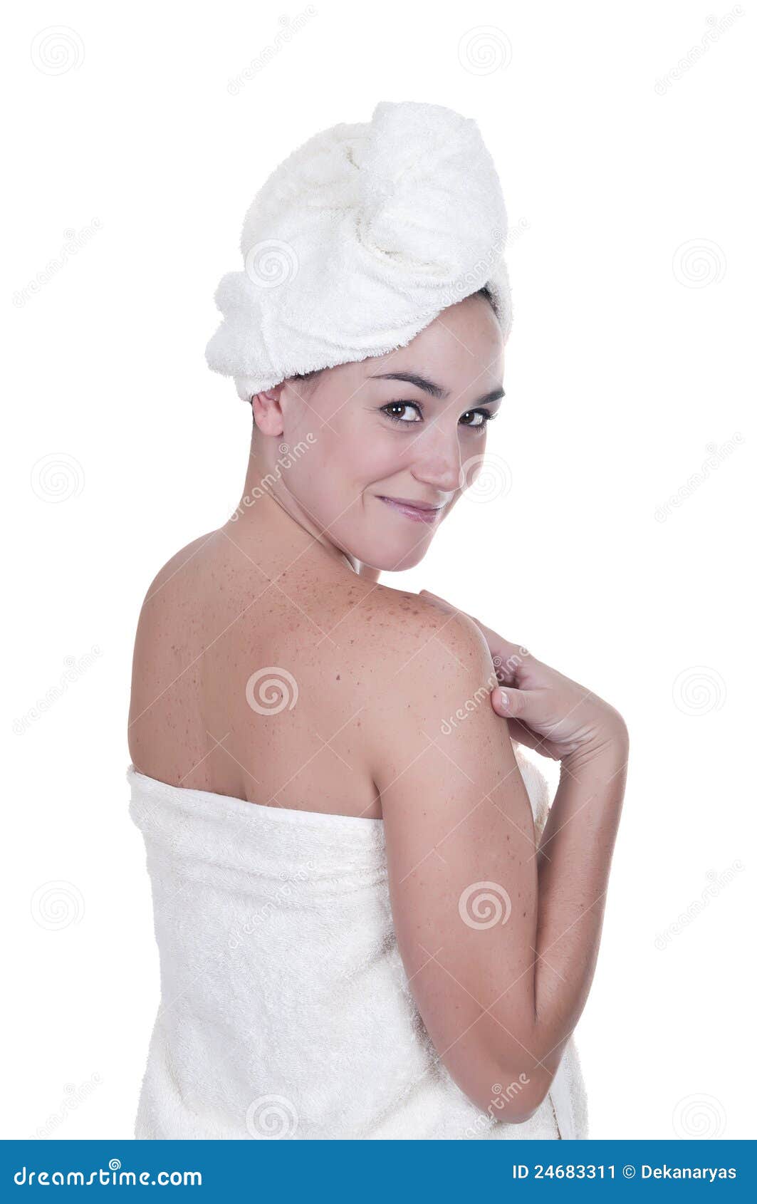Young woman wrapped towel stock image. Image of portrait - 24683311