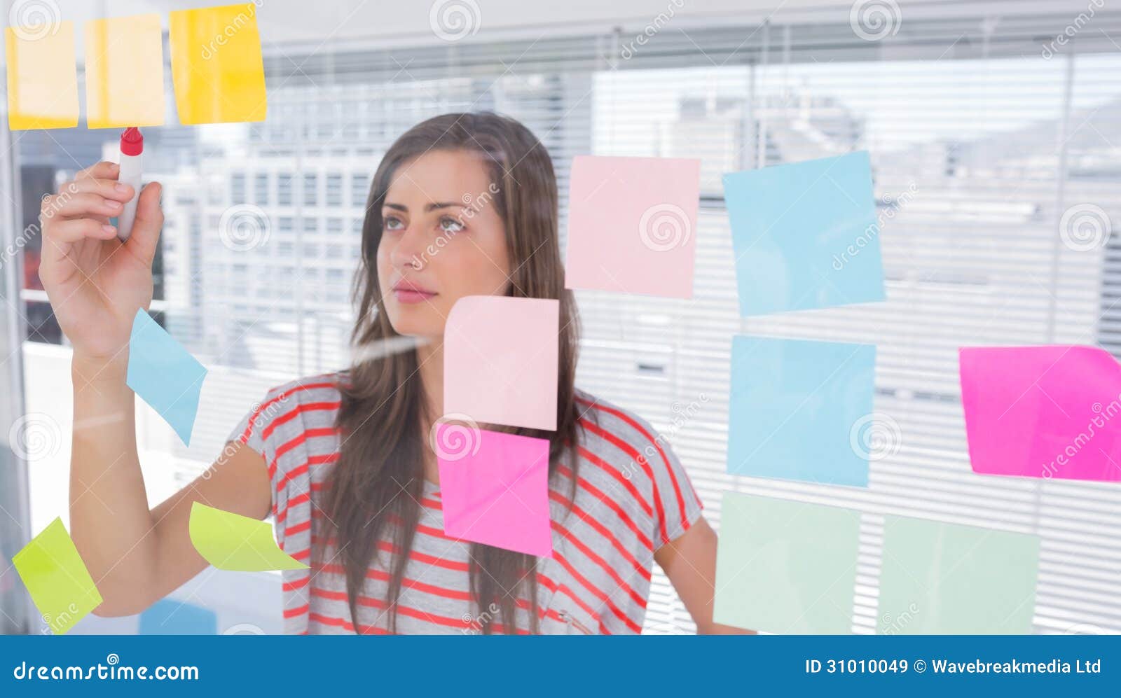 Young Woman Writing in Creative Office Stock Image - Image of pretty ...