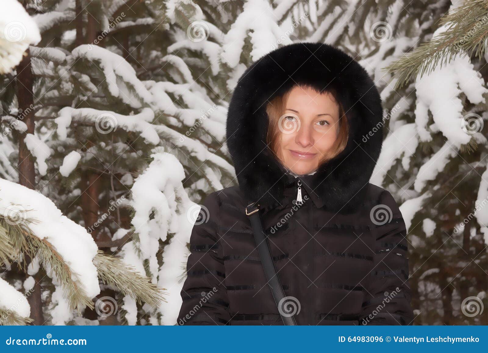 A Young Woman between Young Pine Trees Stock Photo - Image of ...