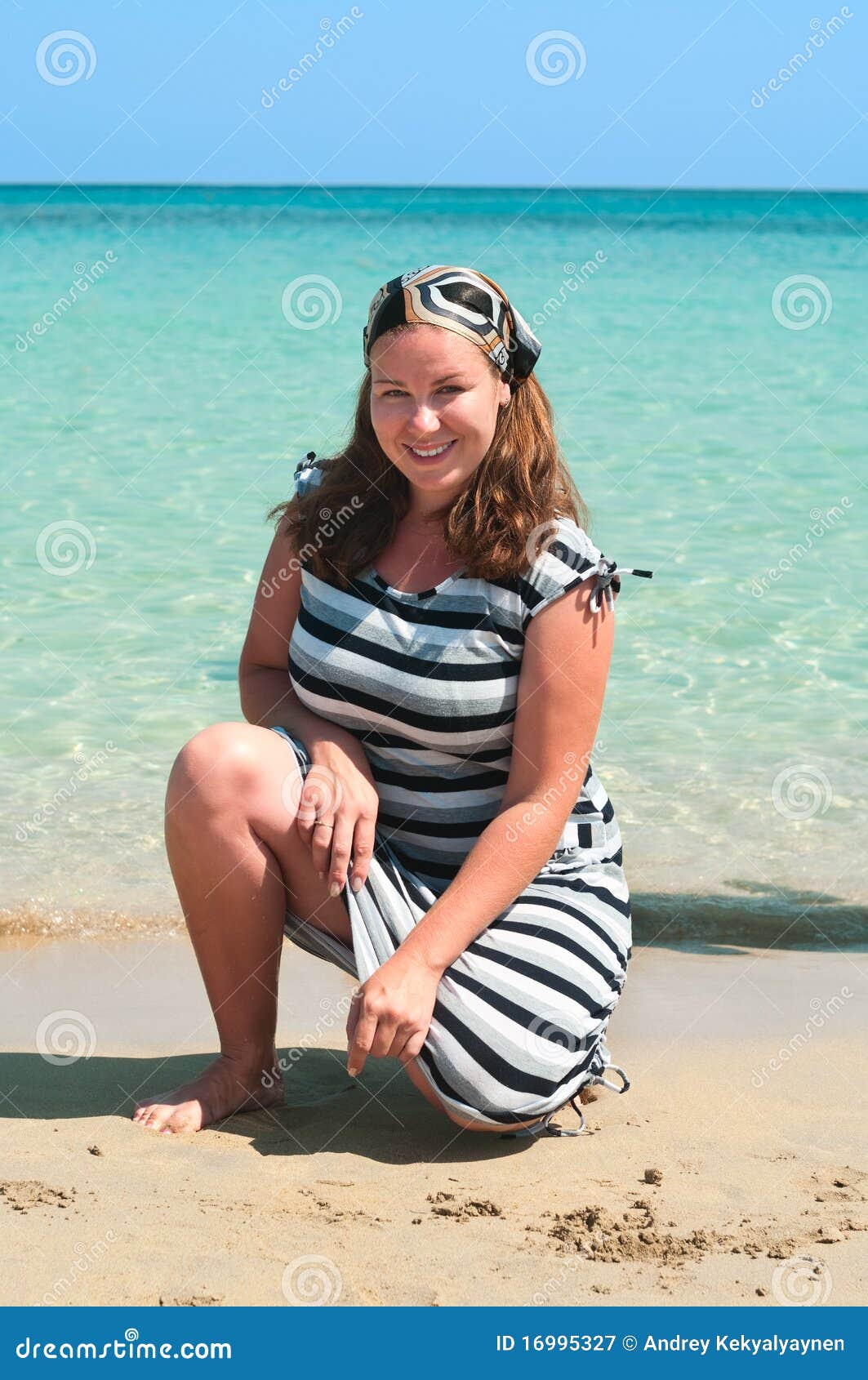 Young Womanl on Sandy Beach Stock Image - Image of sand, happiness ...