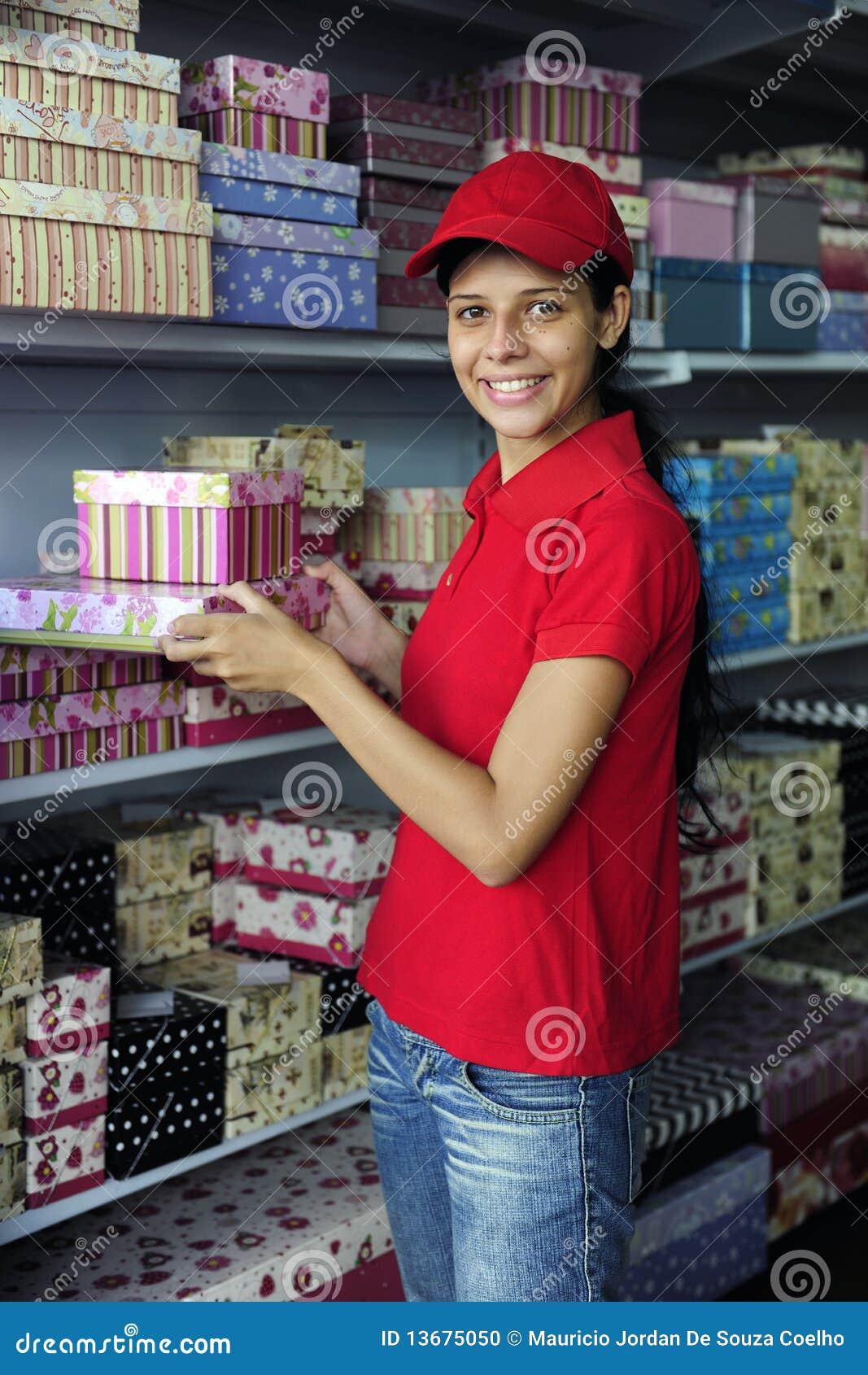 Young Womanl Working in a Store Stock Photo - Image of attending, gift ...