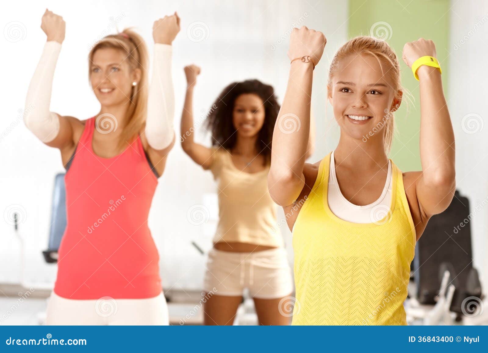 Young Women Doing Exercises Stock Photo - Image of health, cheerful ...