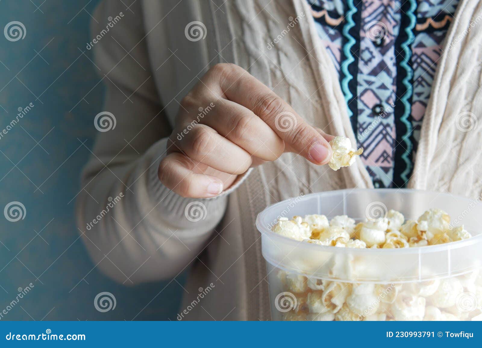 Young Women Eating Popcorn Close Up Stock Image - Image of hand, women ...