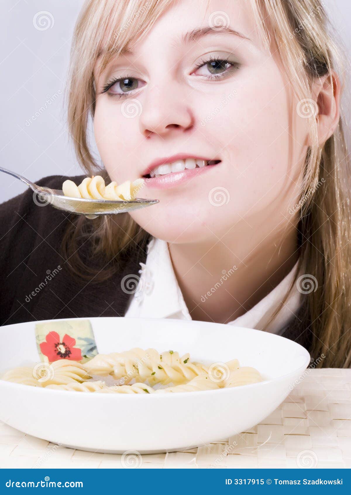 Young women eating soup stock image. Image of enjoyment - 3317915