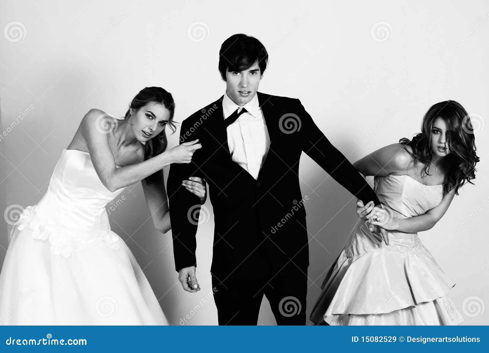 Young Women Fighting Over a Man Stock Image - Image of horizontal ...