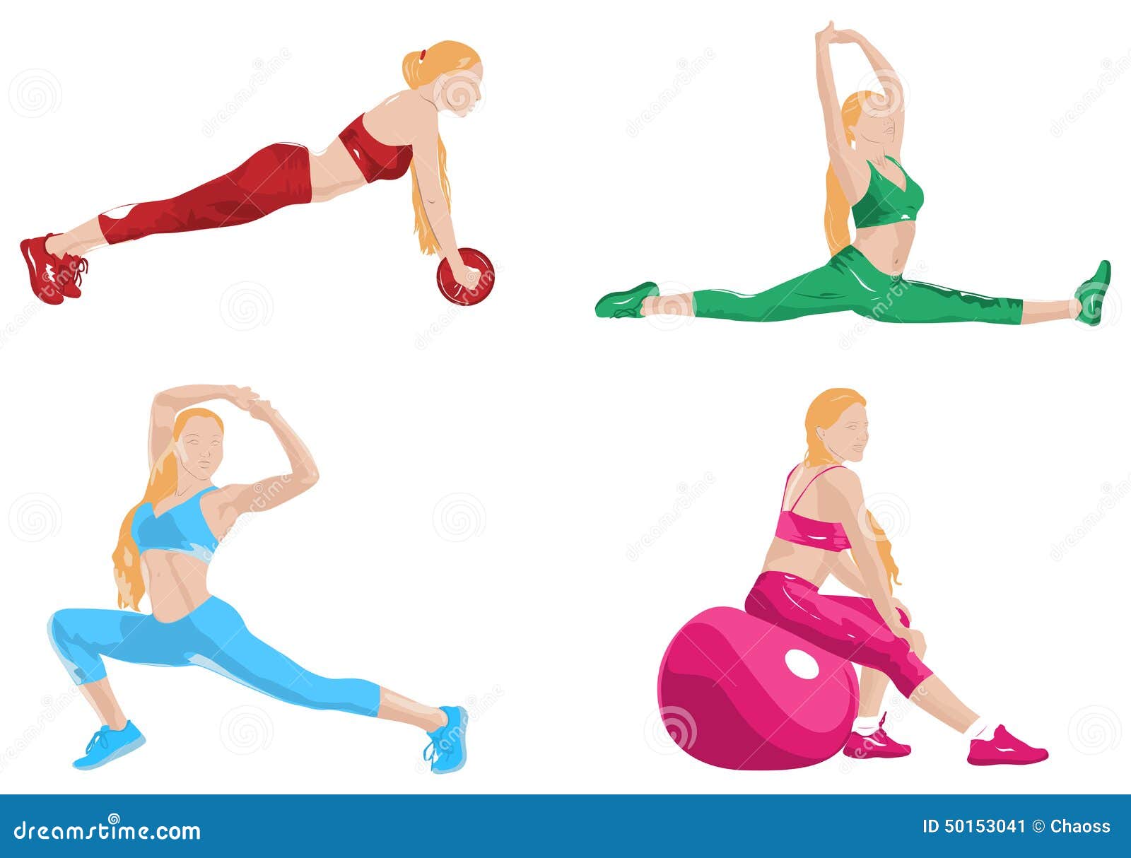 Young Women Fitness Exercising Stock Vector - Illustration of human ...