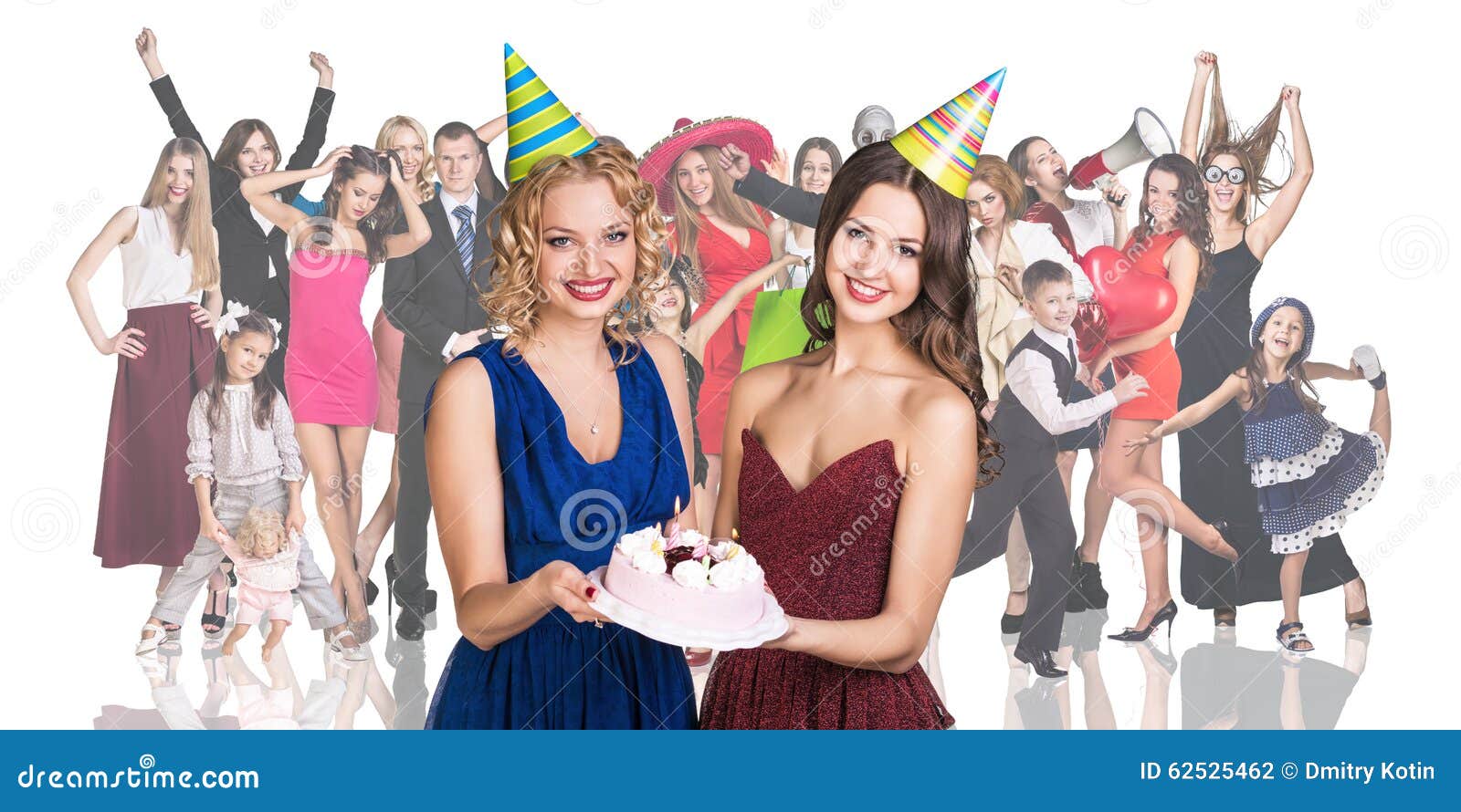 Young Women Foreground with People Crowd Stock Photo - Image of emotion ...