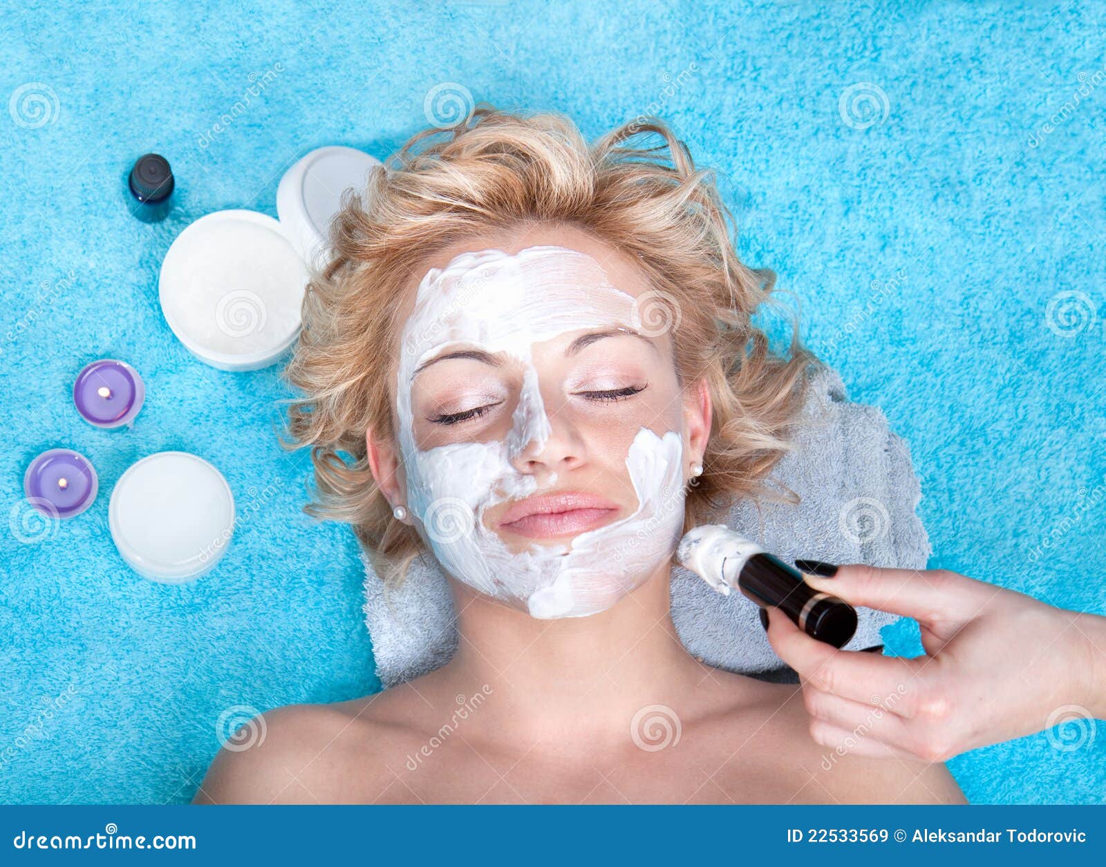 Young Women Getting Facial Mask. Stock Image - Image of facial ...