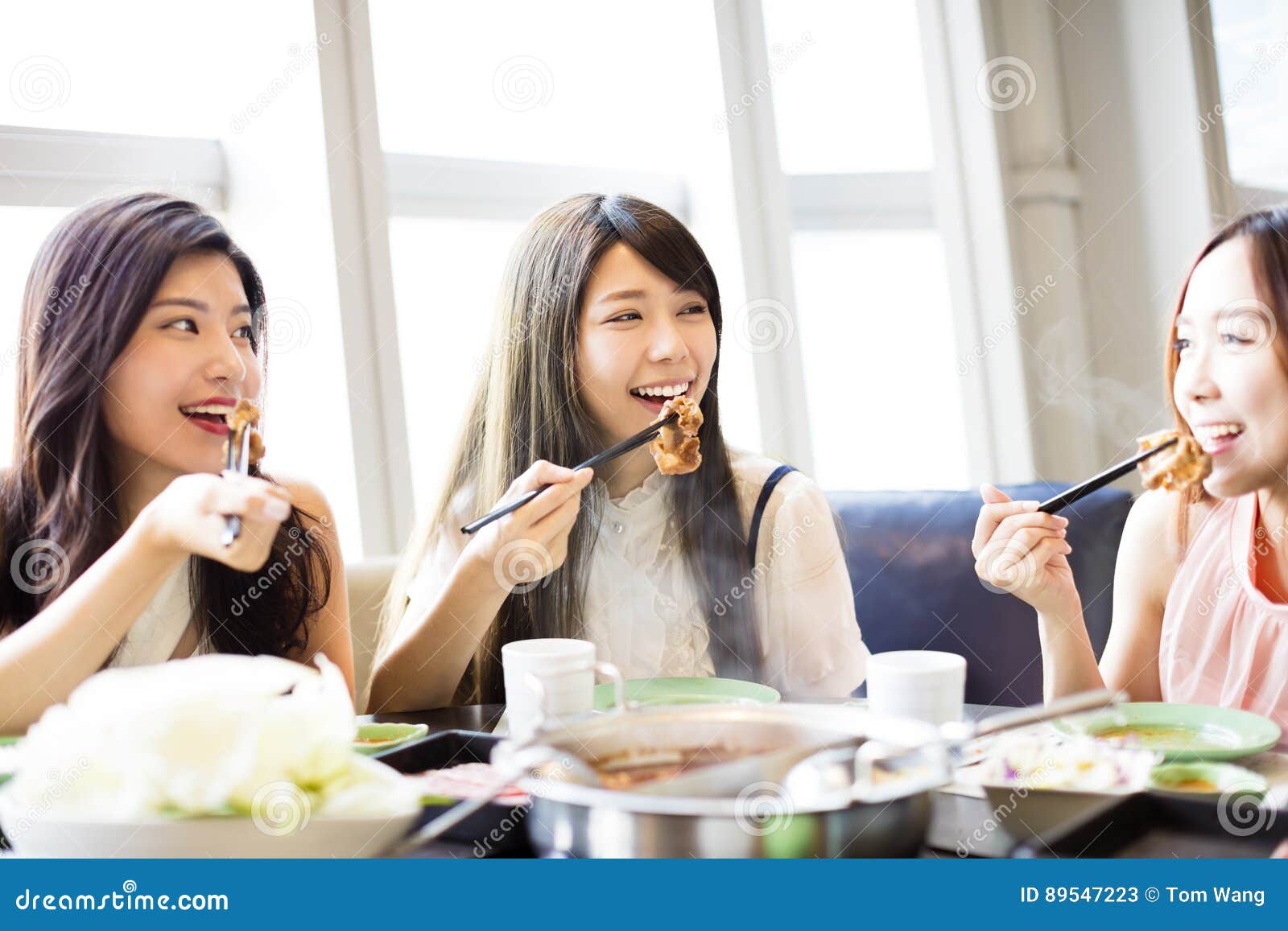 Young Women Group Eating Hot Pot Stock Image - Image of beautiful, asia ...